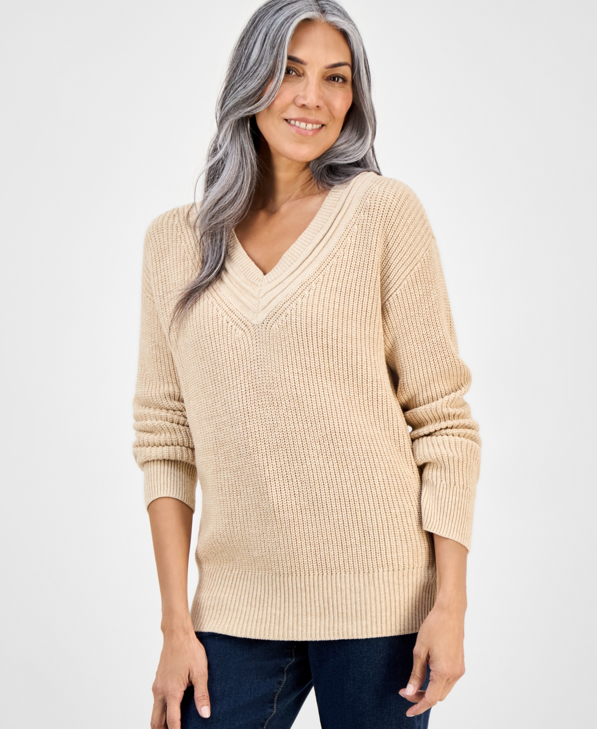 Click here for Style & Co Womens V-Neck Long-Sleeve Sweater  Macy... prices