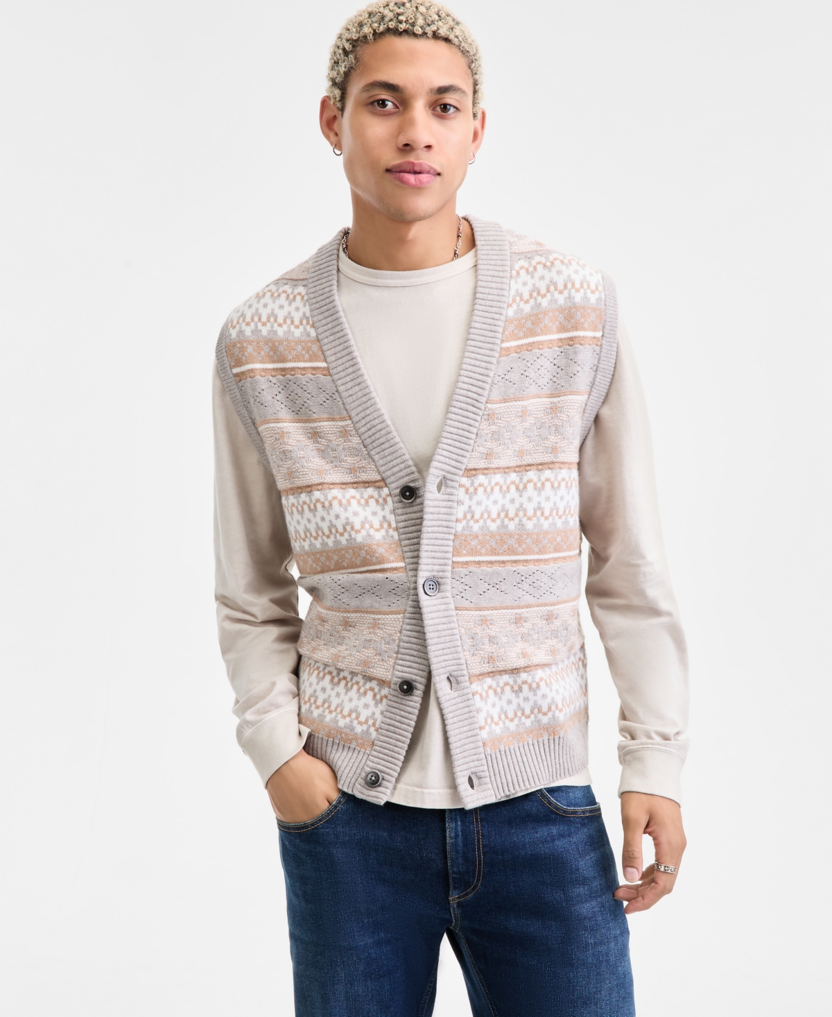 Click here for Sun + Stone Mens Fair Isle Sweater Vest  Macys Exc... prices