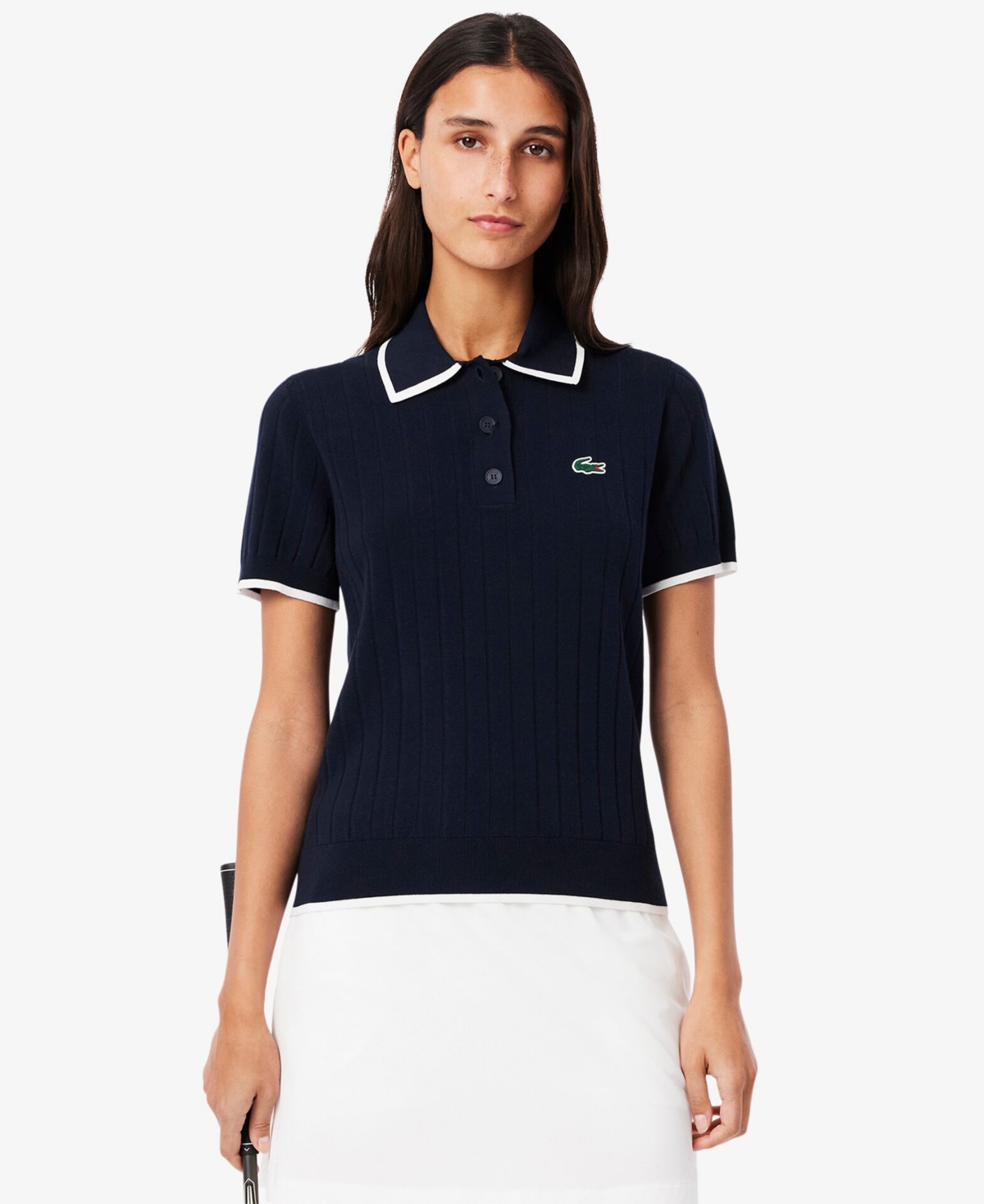 Click here for Lacoste Usa Womens Trimmed Short-Sleeve Polo Sweat... prices