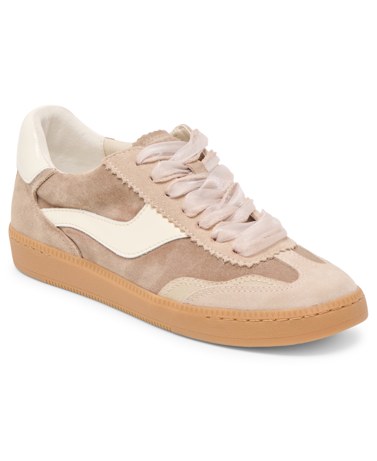 Dolce Vita Womens Notice Low-Profile Lace-Up Sneakers - Dark Taupe Suede