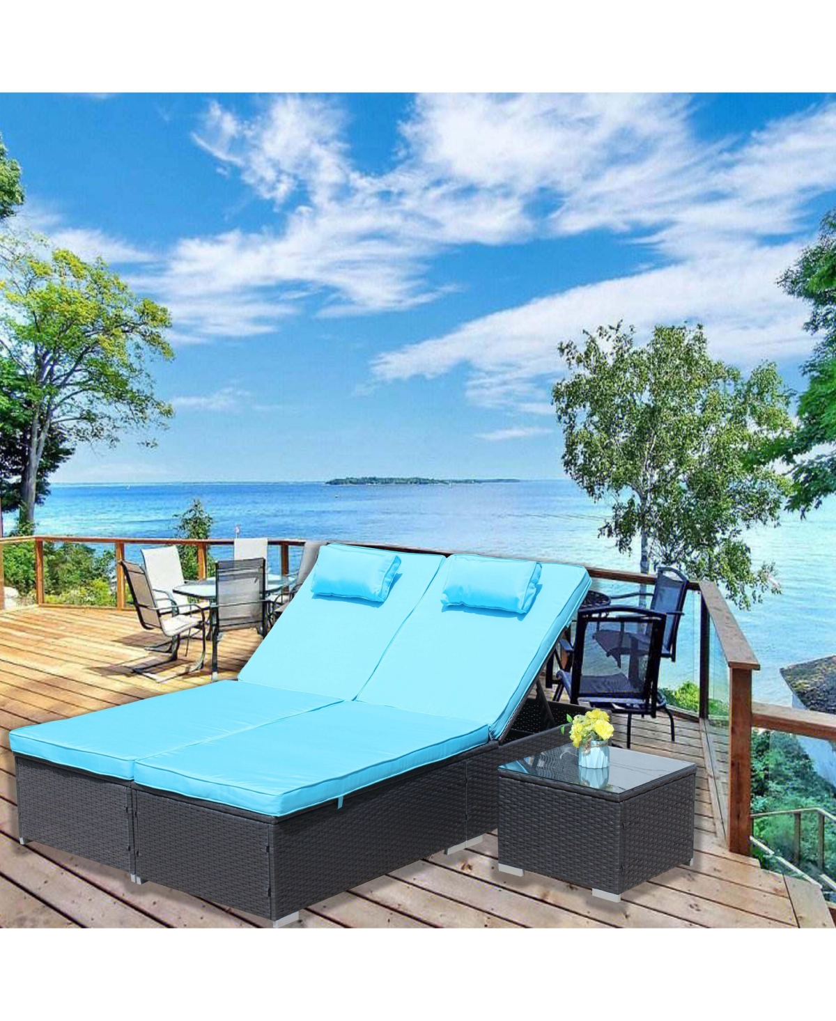 Click here for Flynama 3-Piece Outdoor Patio Furniture Set Chaise... prices