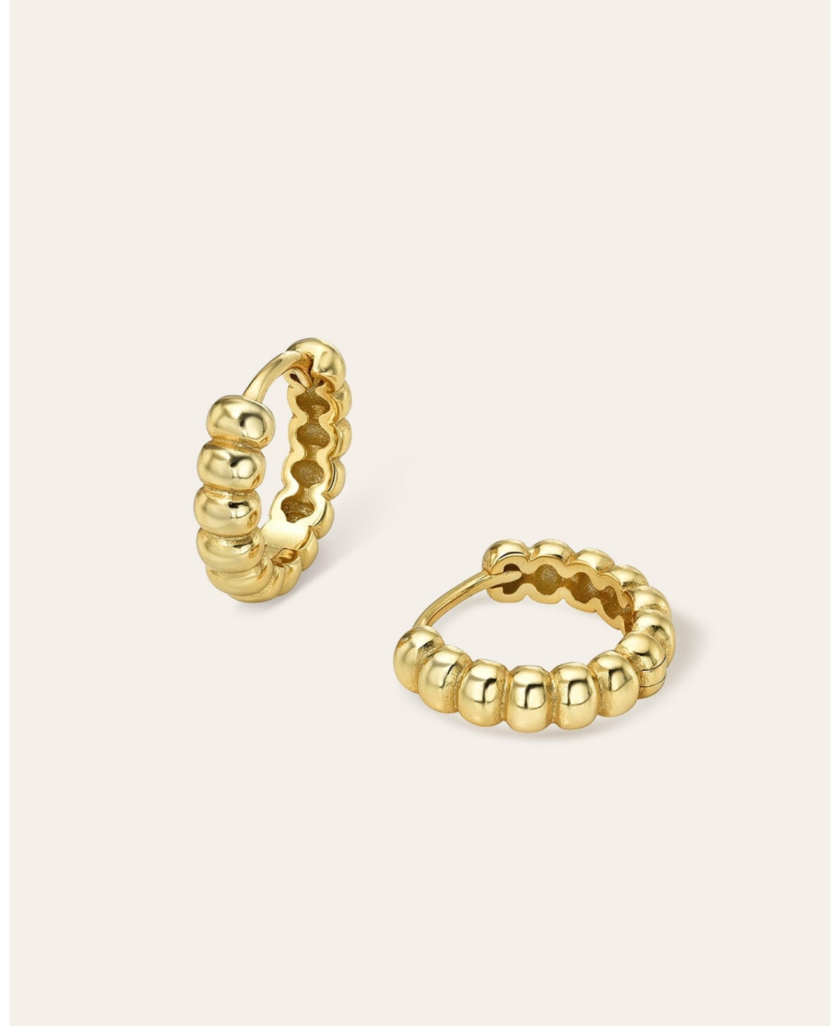 Click here for Zoe Lev Thick Beaded Huggie Earrings - Yellow gold... prices