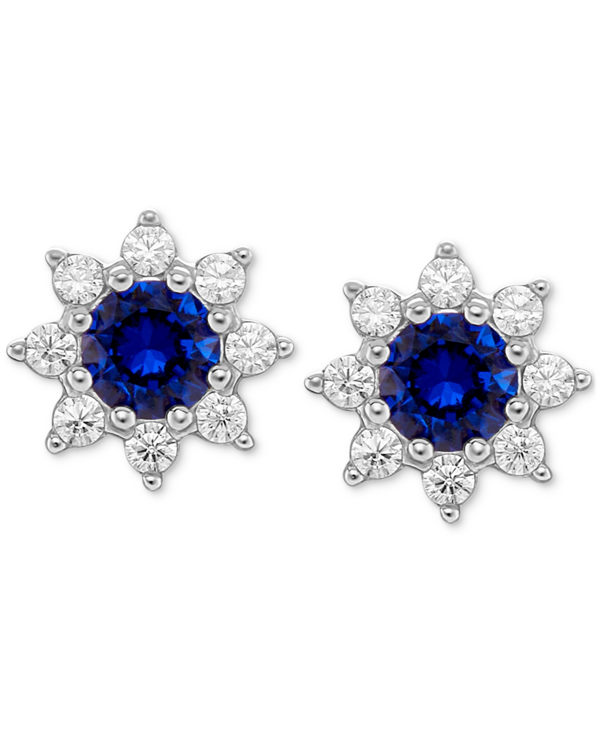 Click here for Cubic Zirconia September Birthstone Flower Stud Ea... prices
