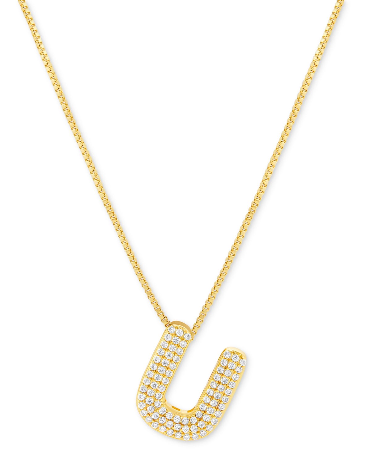 Click here for Cubic Zirconia Bubbly Initial U 18 Pendant Necklac... prices