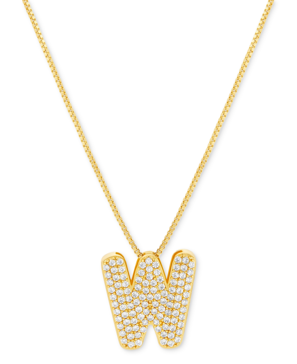 Click here for Cubic Zirconia Bubbly Initial W 18 Pendant Necklac... prices