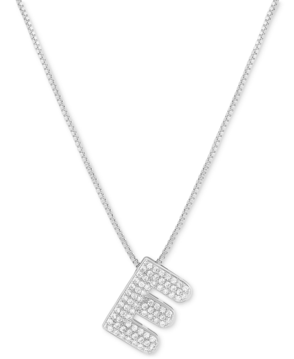 Click here for Cubic Zirconia Bubbly Initial E 18 Pendant Necklac... prices