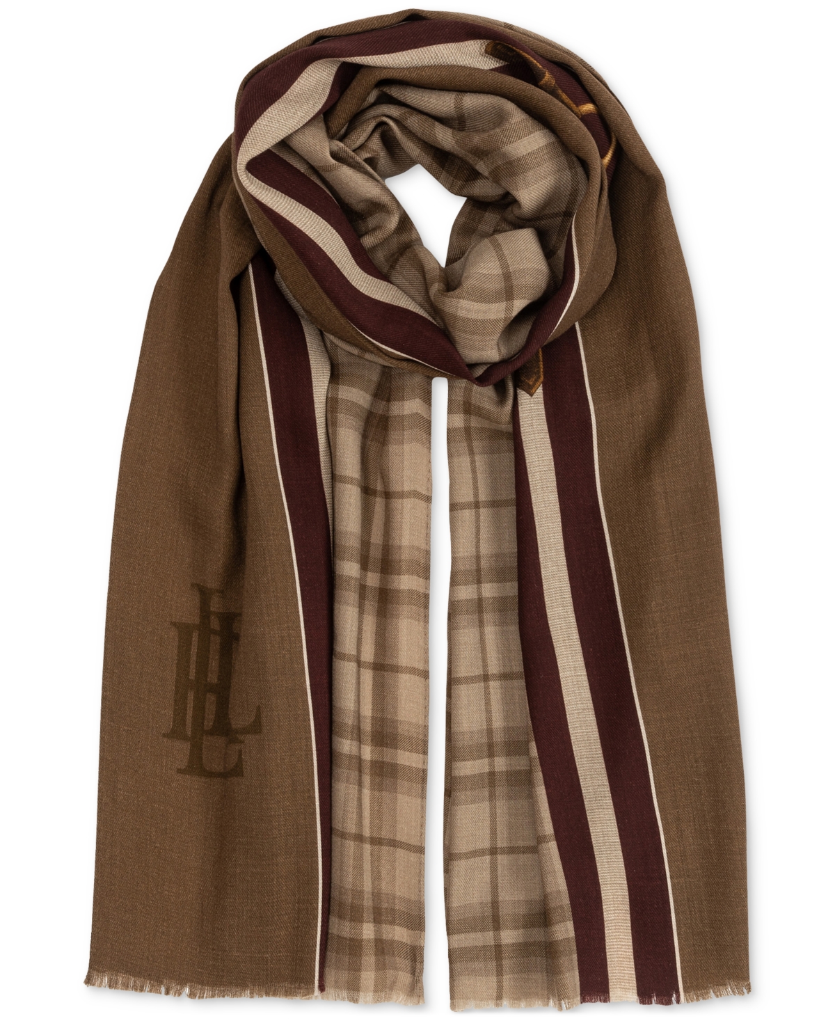 Click here for Lauren Ralph Lauren Plaid Wrap Scarf - 260 Taupe prices