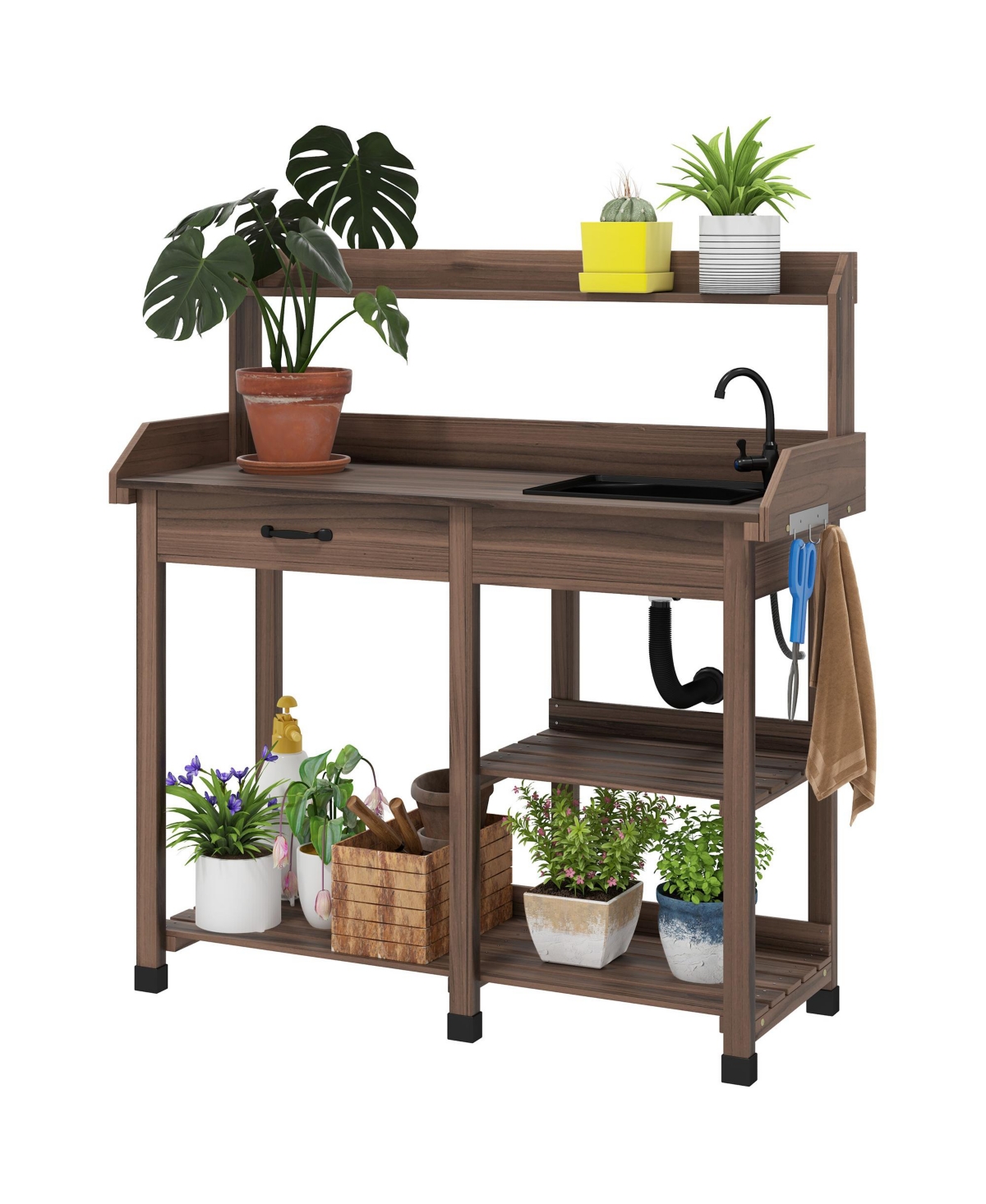 Click here for Outsunny Outdoor Garden Potting Bench Table with H... prices