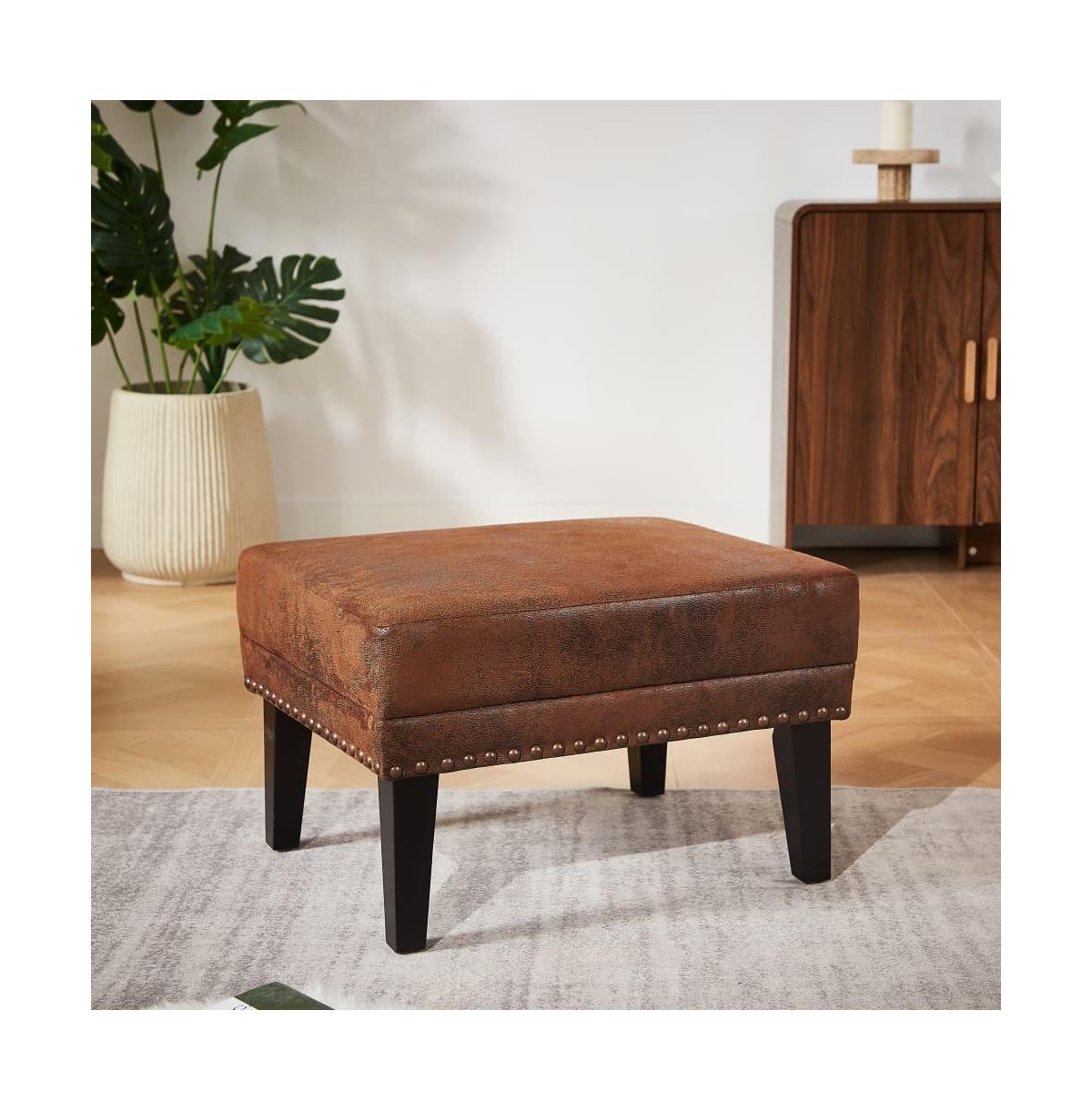 Click here for The Pop Home Vintage Upholstered Ottoman with Nail... prices