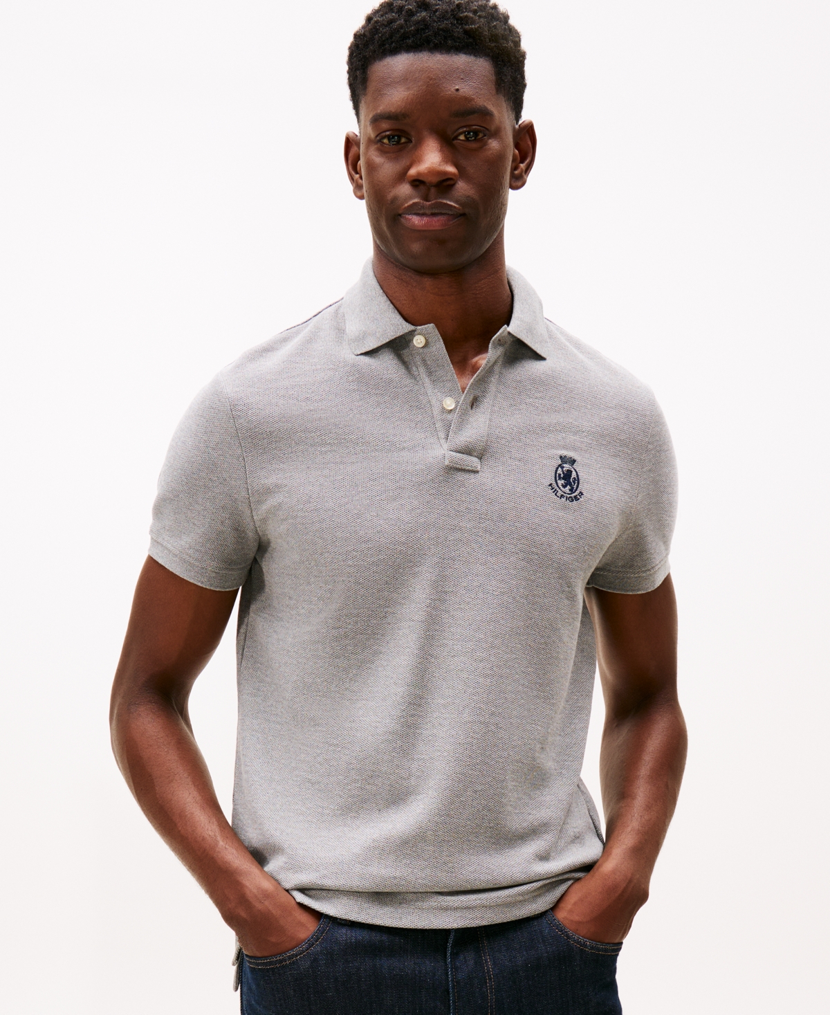 Click here for Tommy Hilfiger Mens Heathered Crest Regular Fit Po... prices