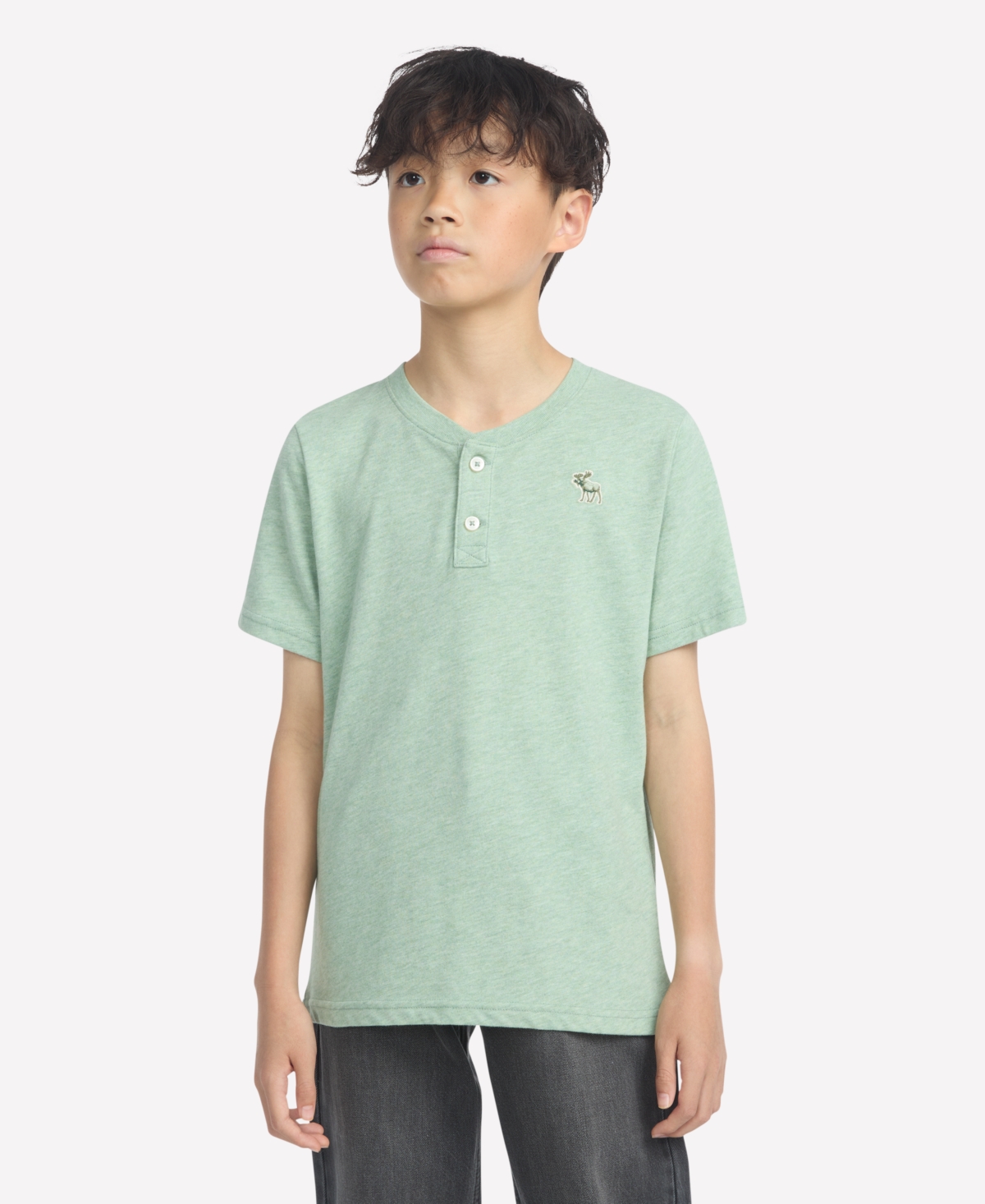 abercrombie kids Boys Essential Henley T-Shirt - Chinois green heather