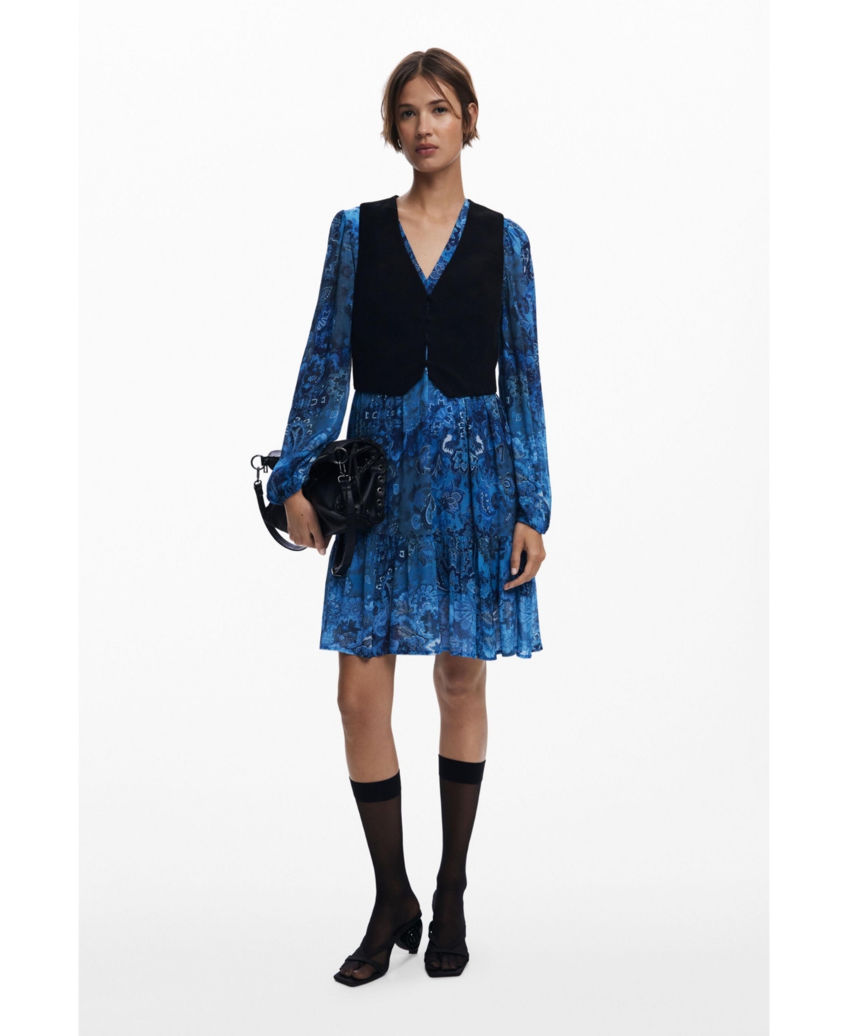 Click here for Desigual Womens 2-in-1 vest dress - Dark blue prices