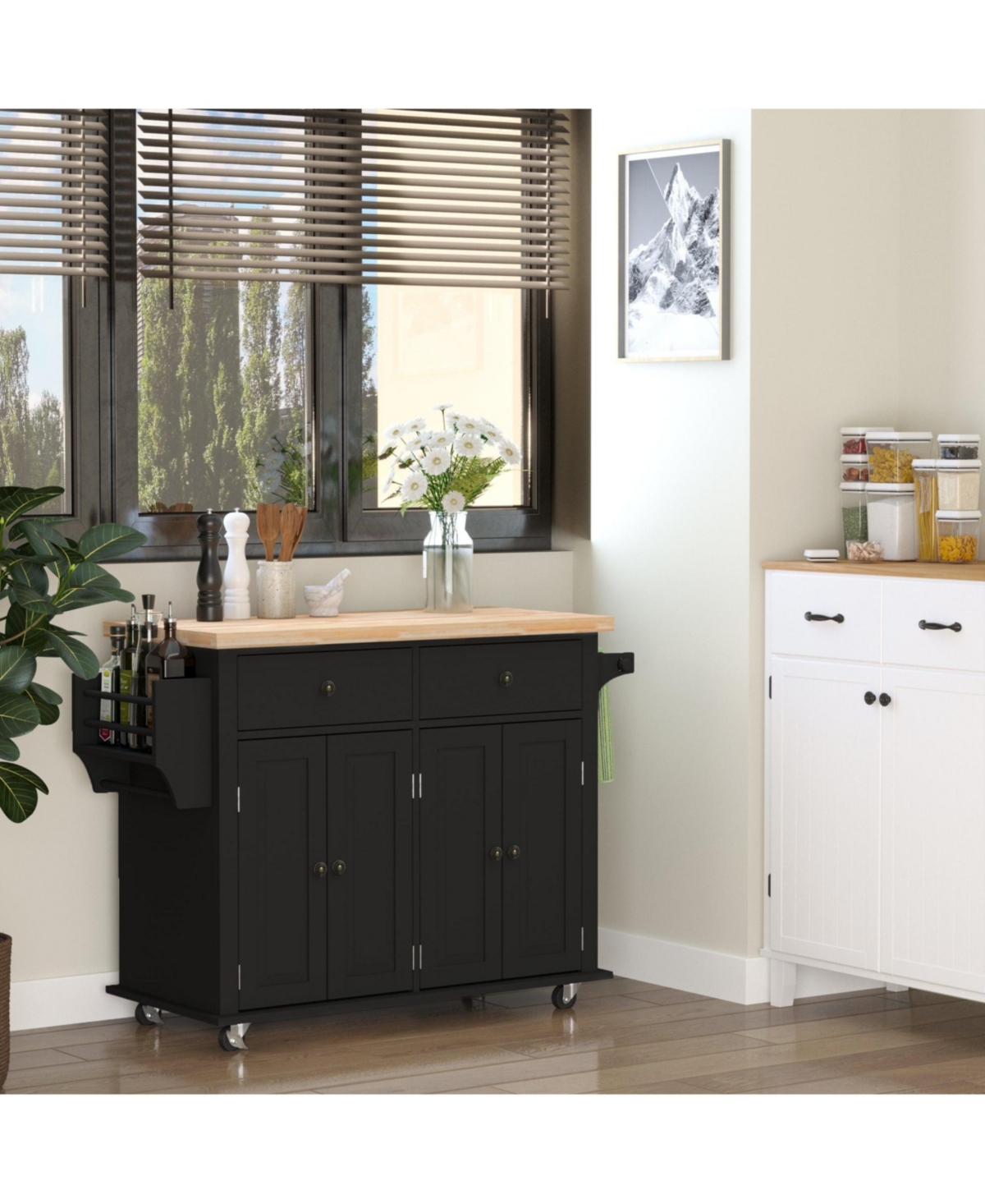 Click here for Halifax North America Black Kitchen Island: Cart w... prices