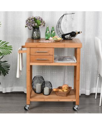 HALIFAX NORTH AMERICA Bamboo Kitchen Organizer: Utility Cart with ...