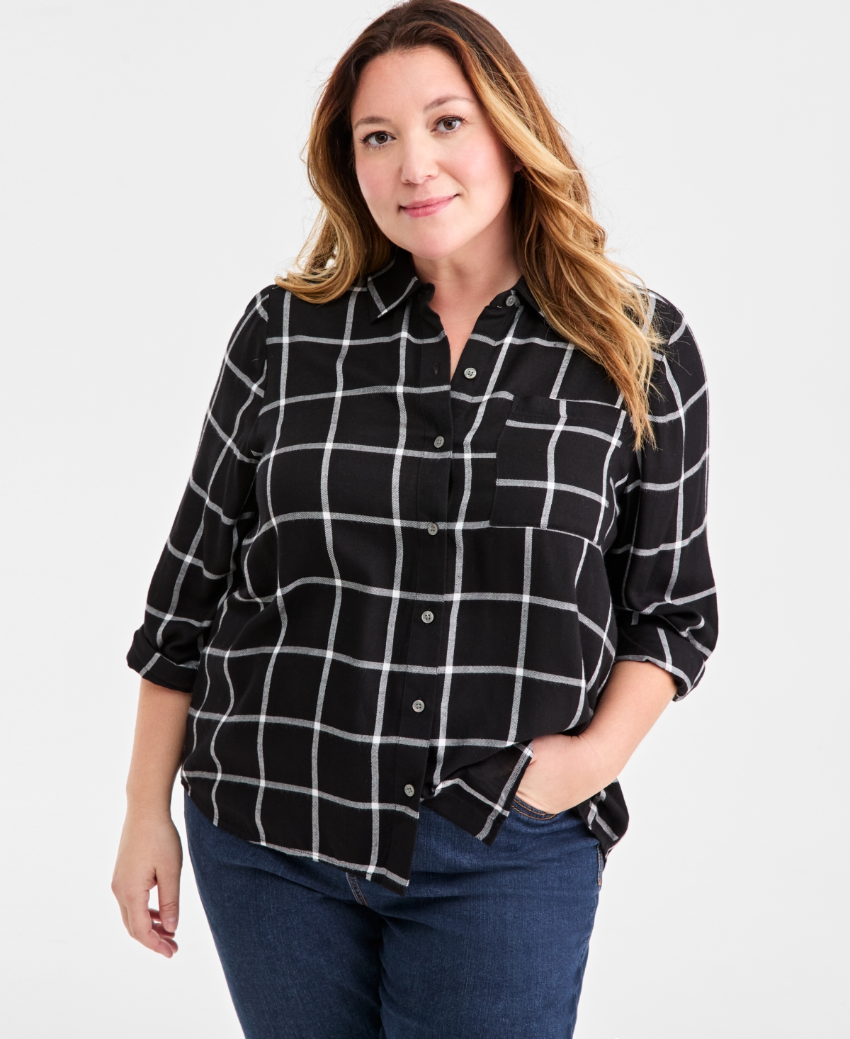Click here for Style & Co Plus Size Button-Front Perfect Shirt  M... prices