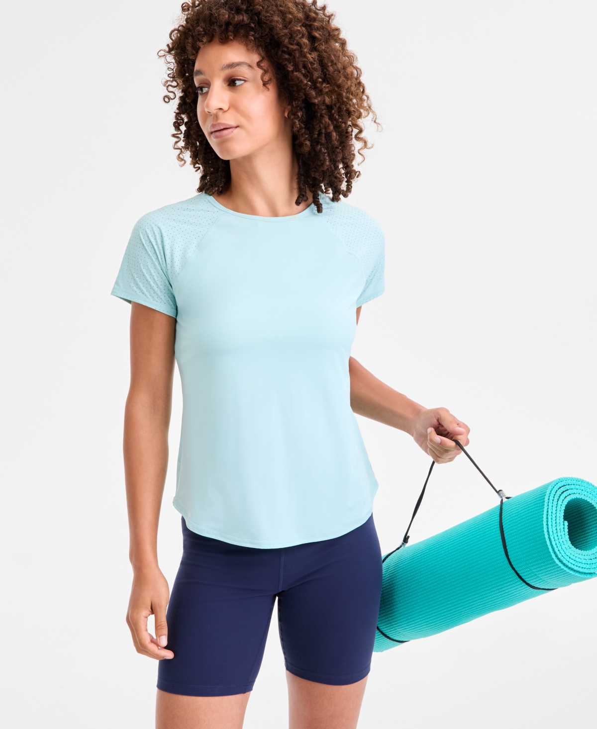 Click here for Id Ideology Womens Relaxed Crewneck Perforated T-S... prices