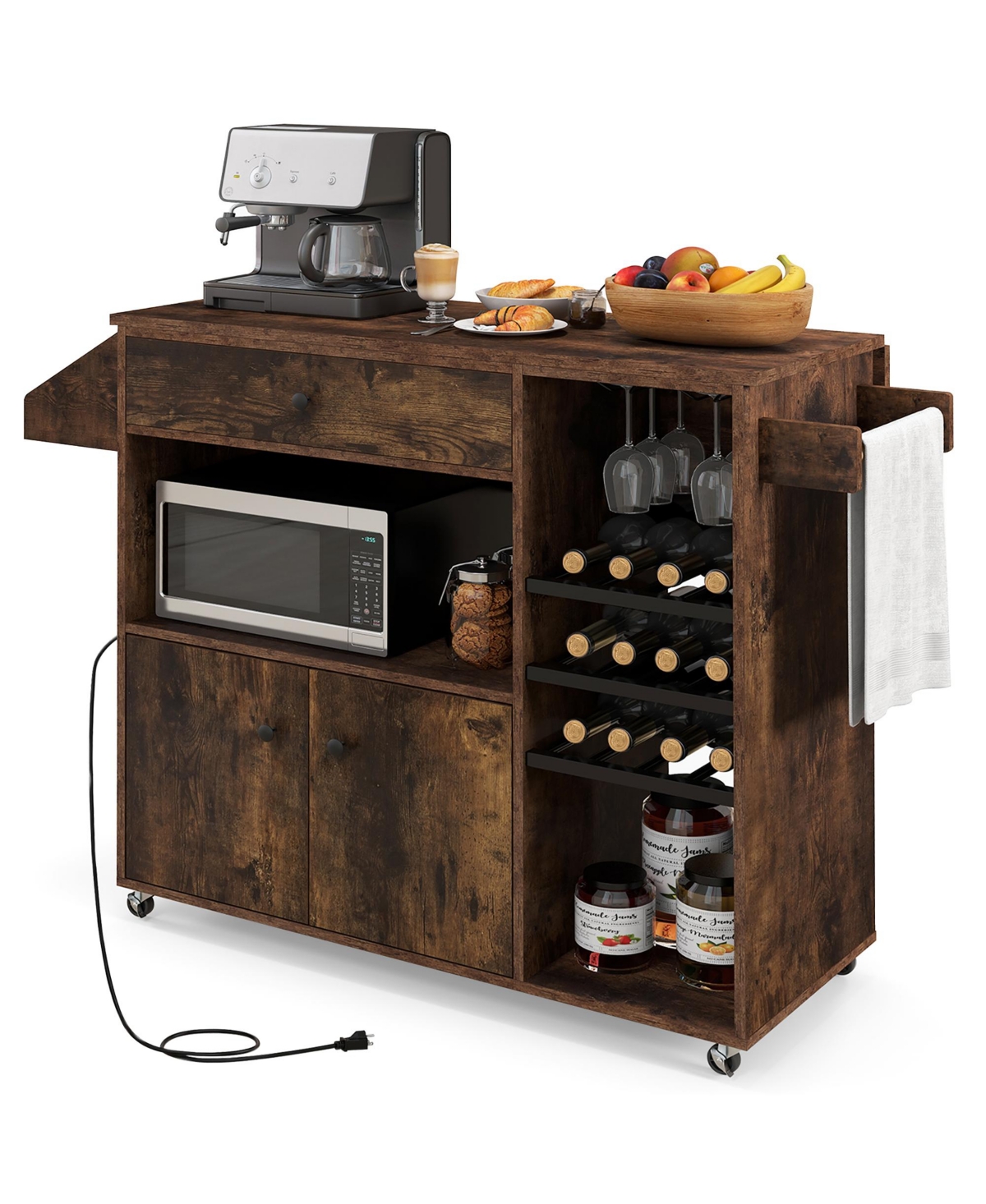 Click here for Gymax Kitchen Island Cart w/ Drop-Leaf & Power Out... prices