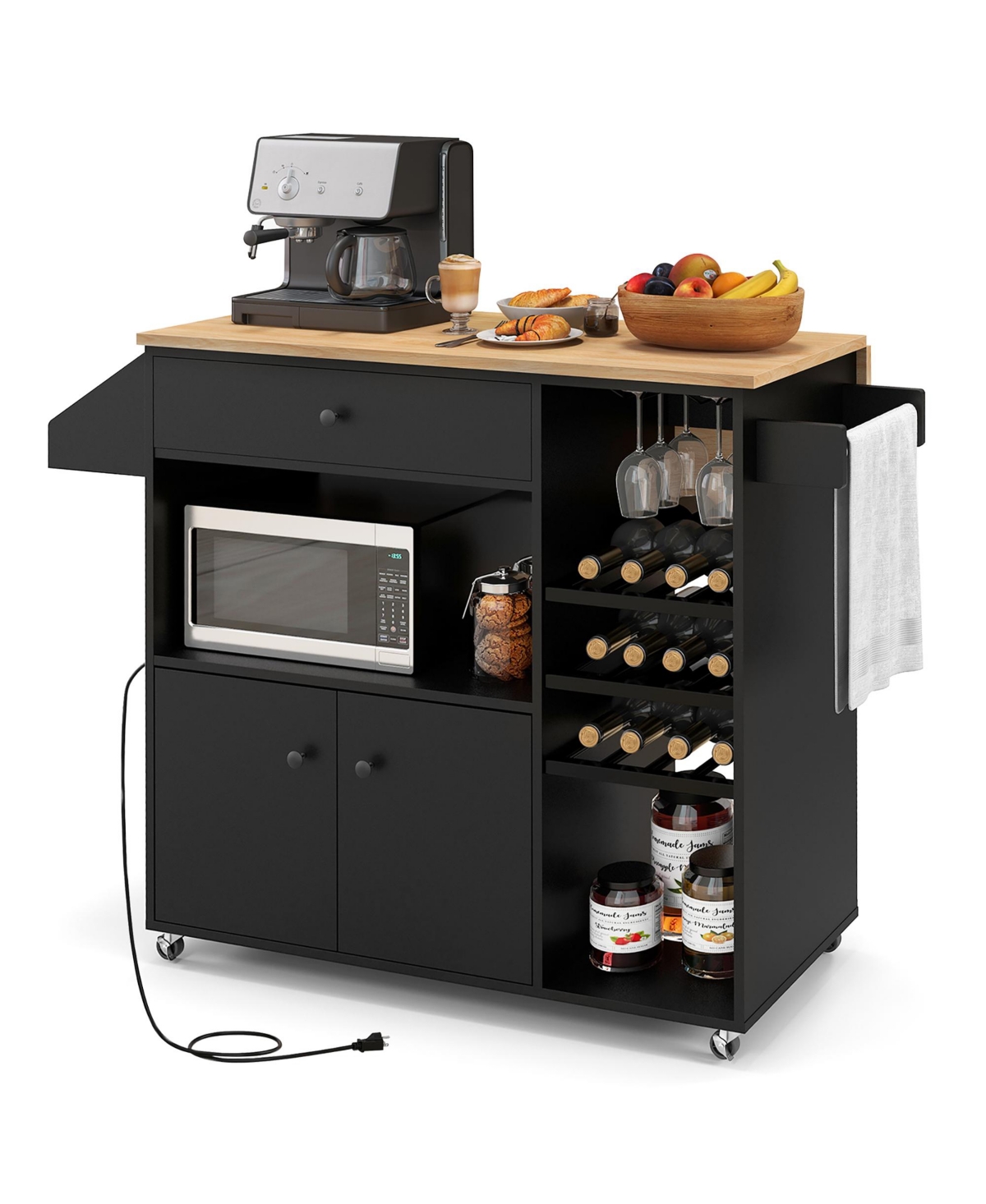 Click here for Gymax Kitchen Island Cart w/ Drop-Leaf & Power Out... prices
