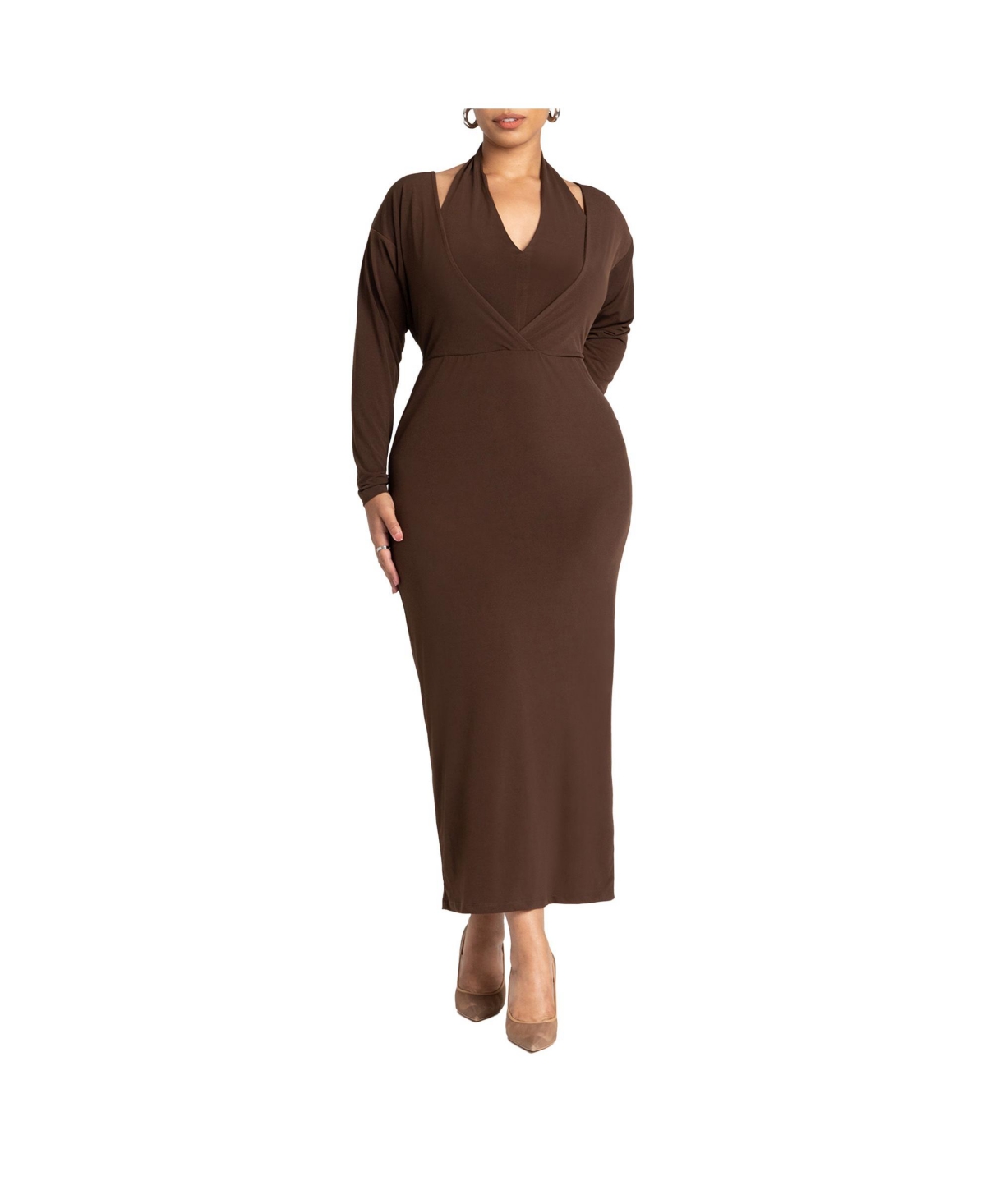 Click here for Eloquii Womens Maxi Dress With Halter Layer - Dark... prices