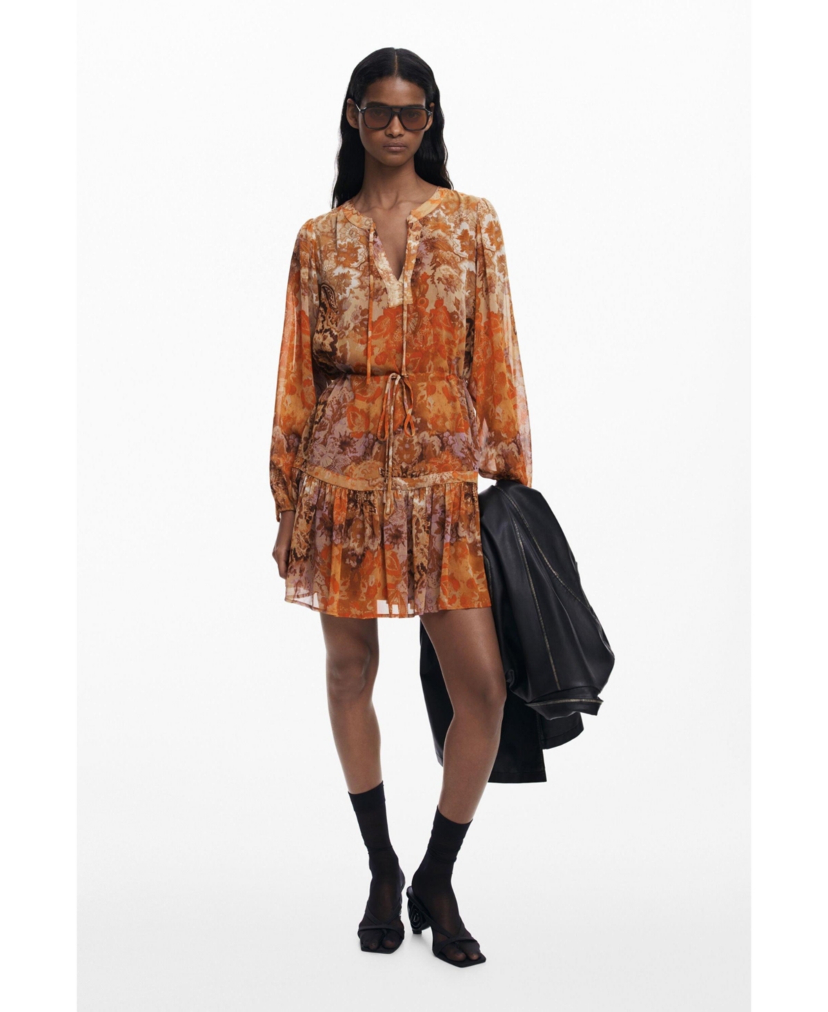 Click here for Desigual Womens Boho Paisley Dress - Orange prices