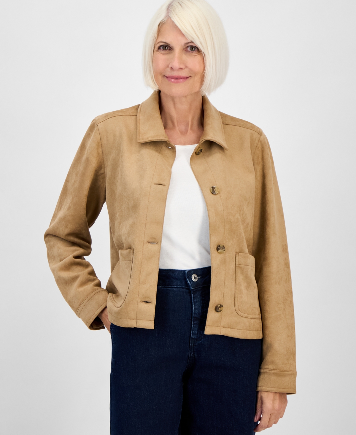 Click here for Style & Co Petite Faux-Suede Jacket  Macys Exclusi... prices