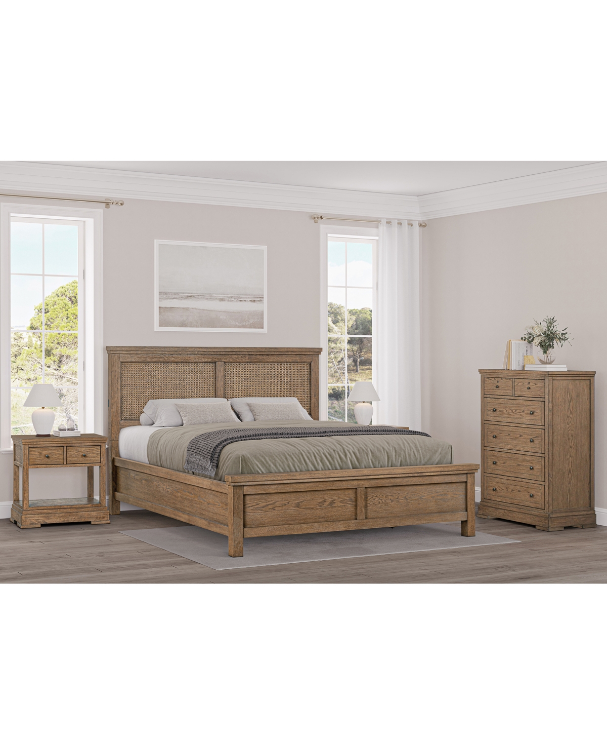 Click here for Alverton 3 Pc. Queen Cane Set (Bed  Chest & 1-Draw... prices