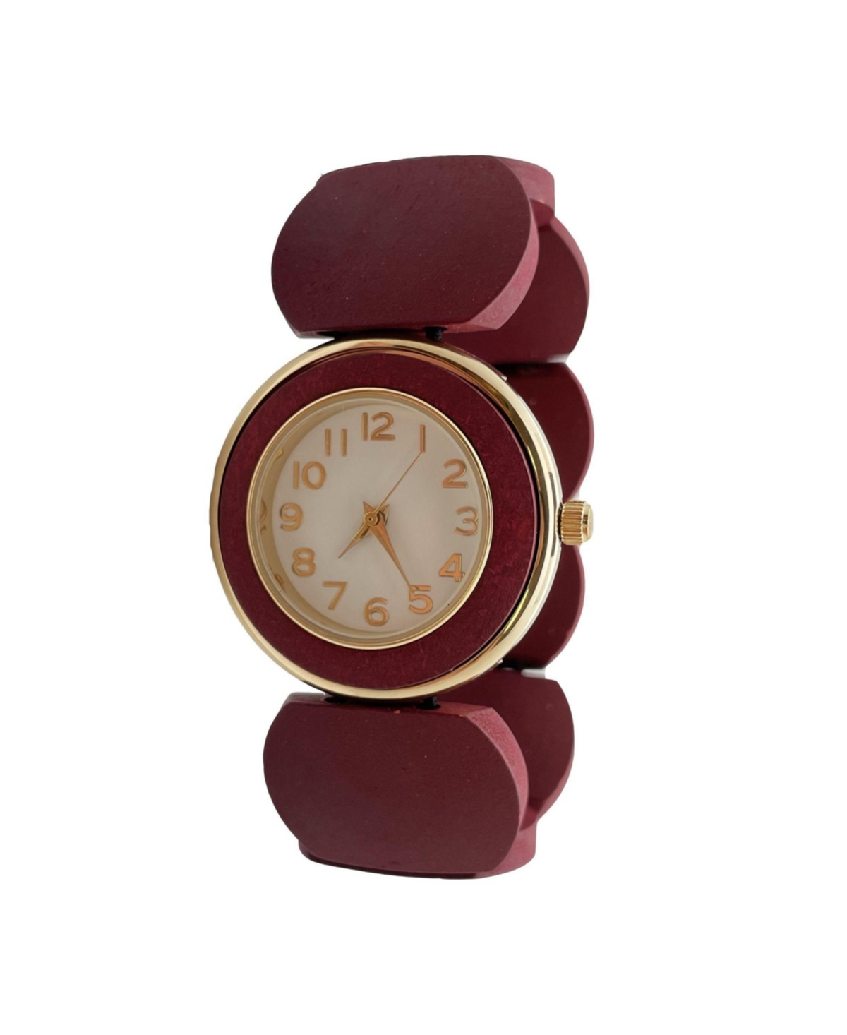 Click here for Olivia Pratt Burgundy Stretch Wooden Watch - Burgu... prices