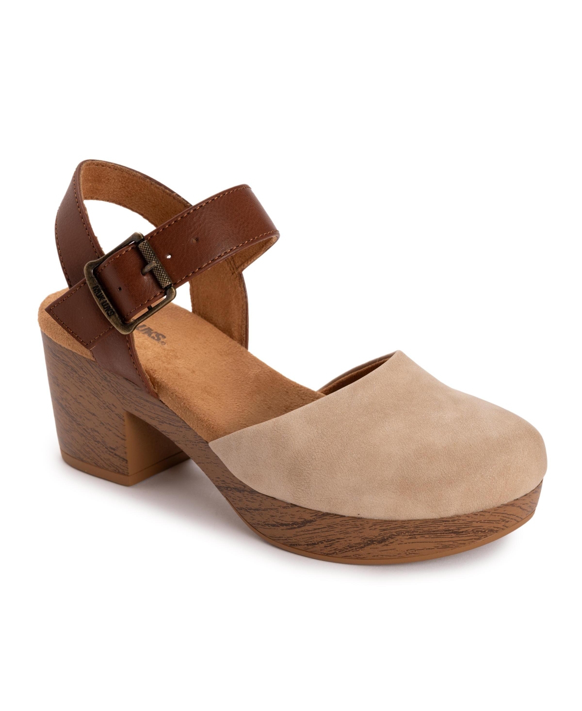 Muk Luks Womens Merritt Closed Toe Quarter Strap Shoe - Natural/ gold