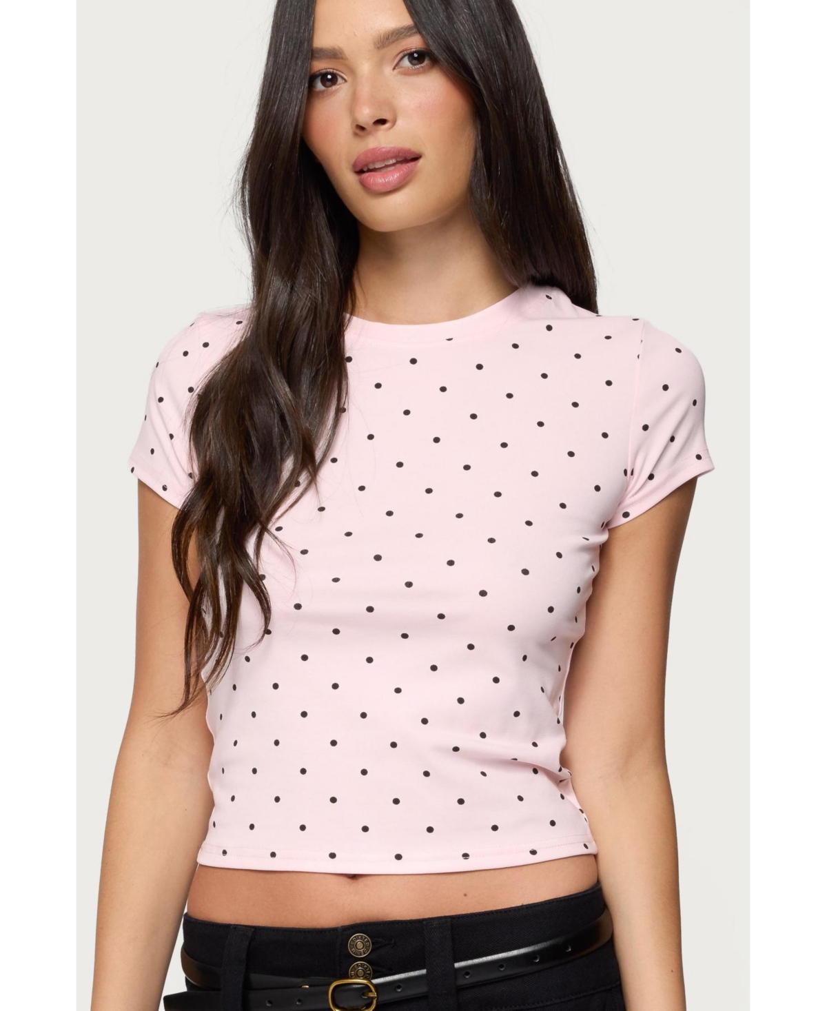 Click here for Edikted Womens Lorenzo Polka Dot T Shirt - Light-p... prices
