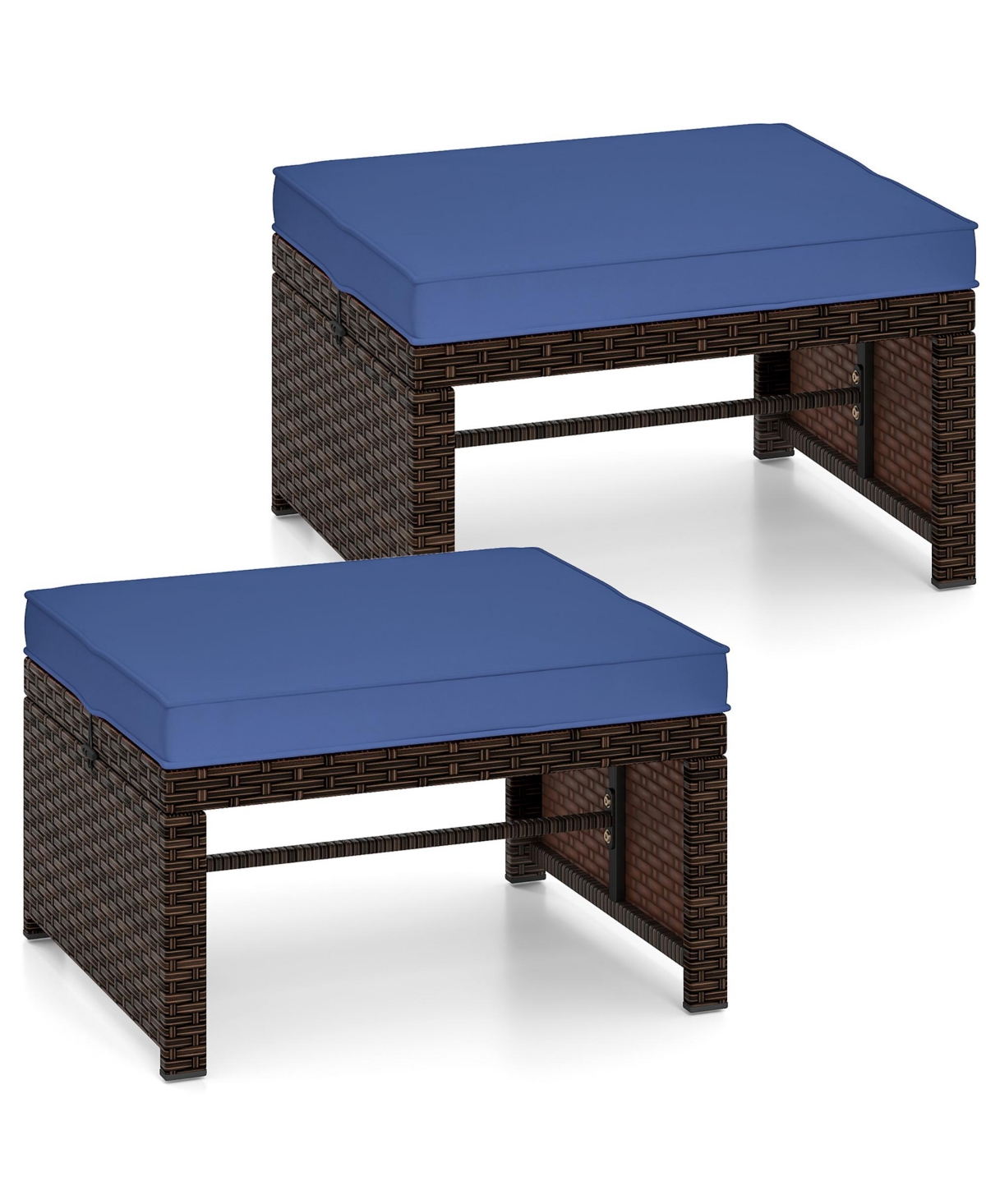 Click here for Gymax Set of 2 Patio Pe Rattan Ottomans w/ Soft Zi... prices