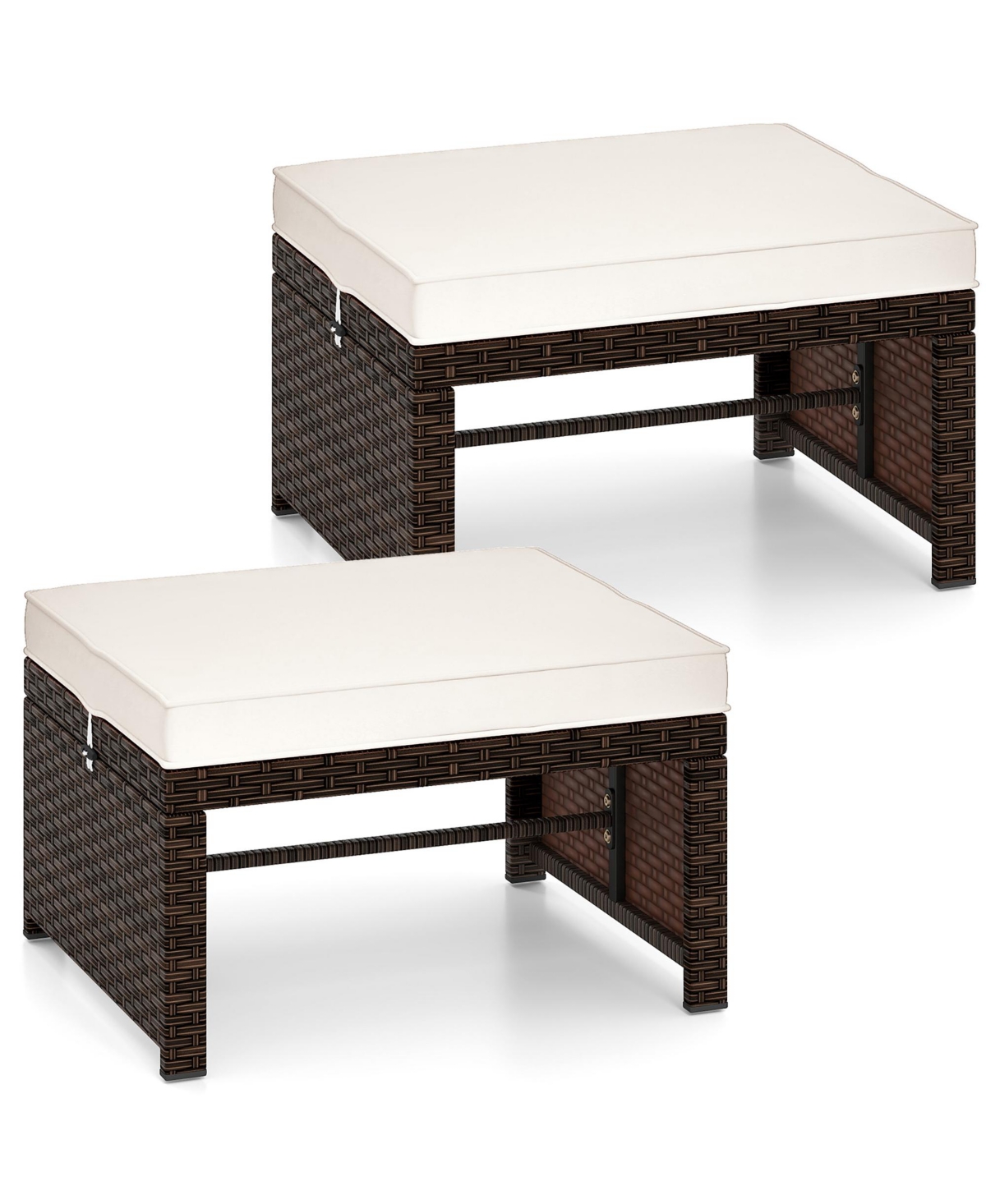 Click here for Gymax Set of 2 Patio Pe Rattan Ottomans w/ Soft Zi... prices