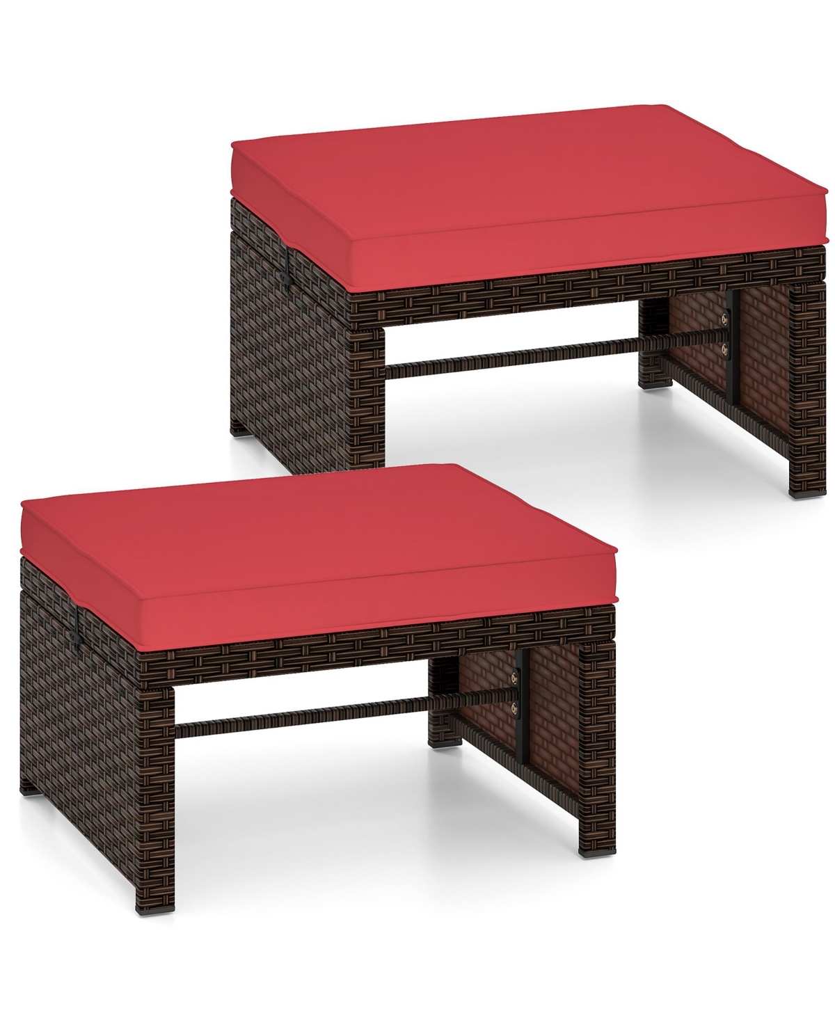 Click here for Gymax Set of 2 Patio Pe Rattan Ottomans w/ Soft Zi... prices