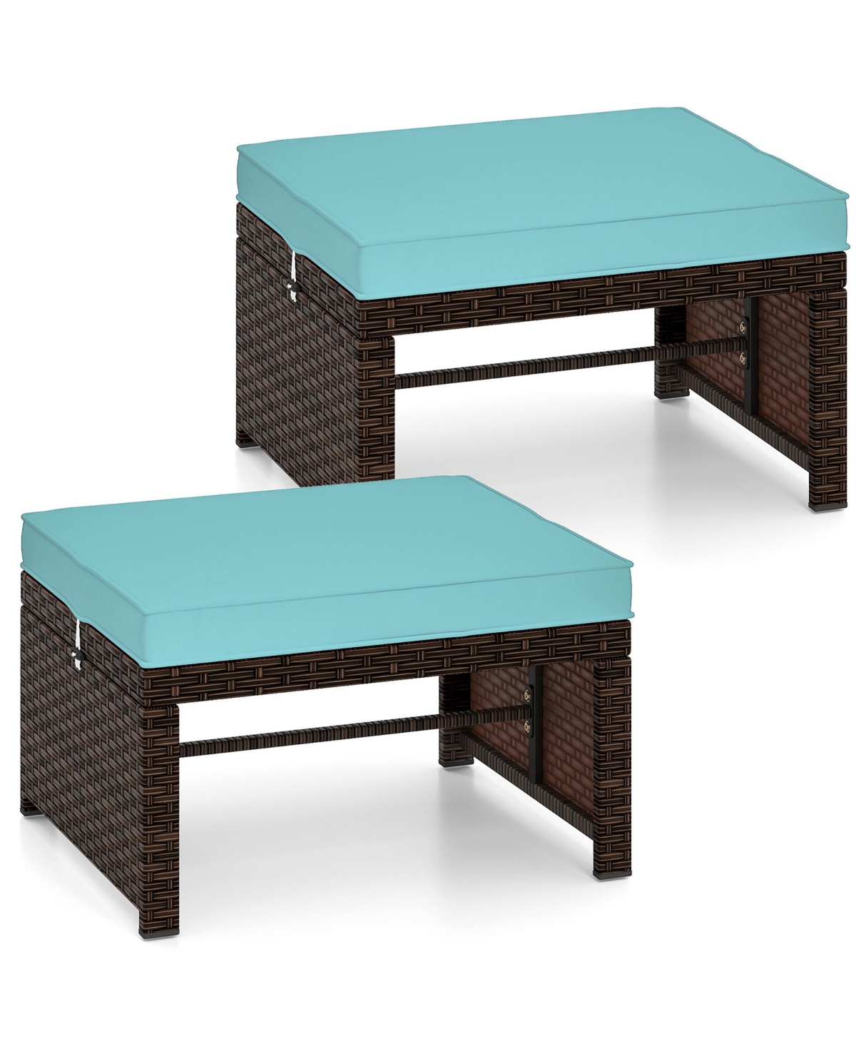 Click here for Gymax Set of 2 Patio Pe Rattan Ottomans w/ Soft Zi... prices
