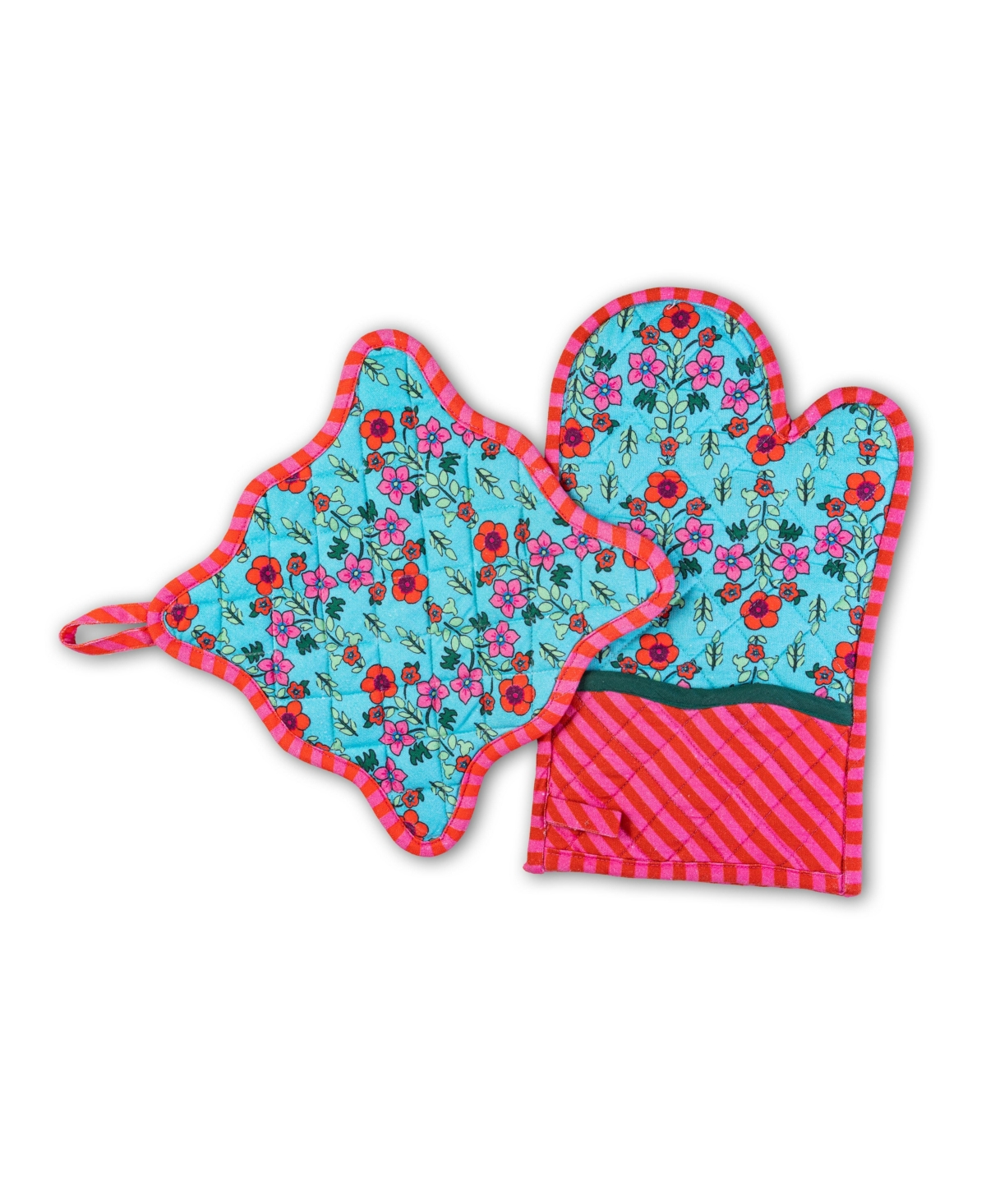 Click here for Furbish Pot Holder & Oven Mitt - Turquoise/aqua prices