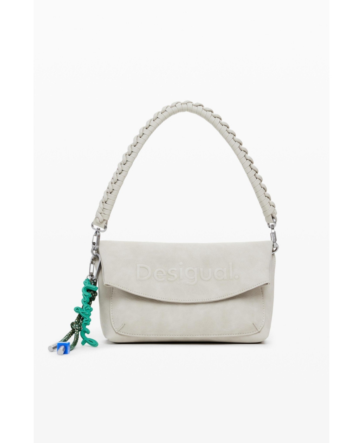 Click here for Desigual Womens Medium 3D logo flap bag - Light gr... prices