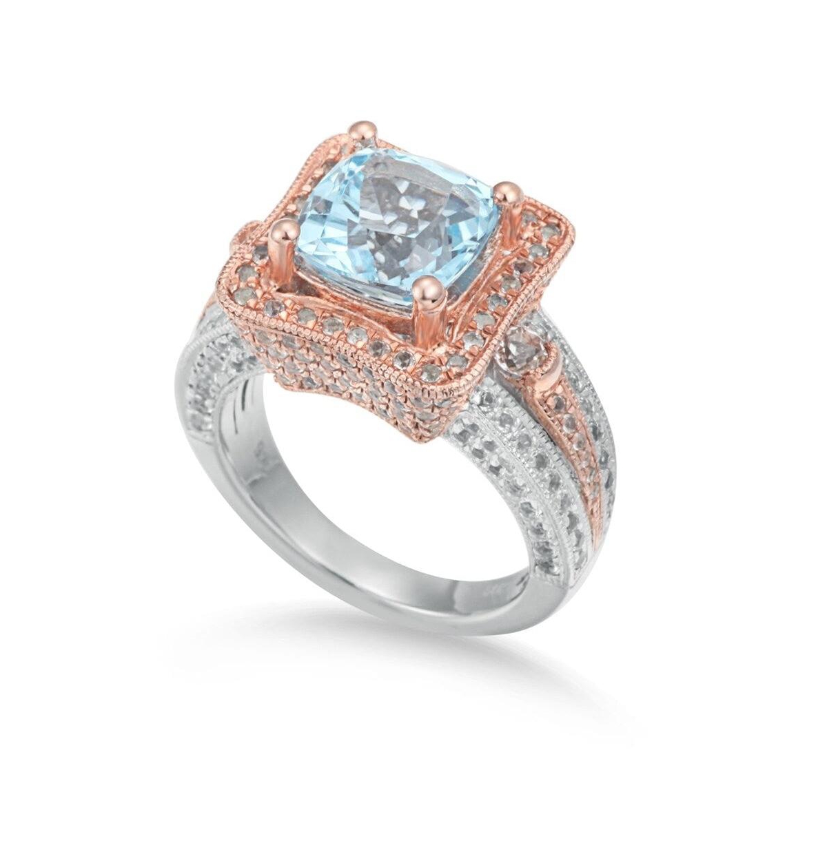 Click here for Suzy Levian Two-Tone Sterling Silver Cushion Cut C... prices
