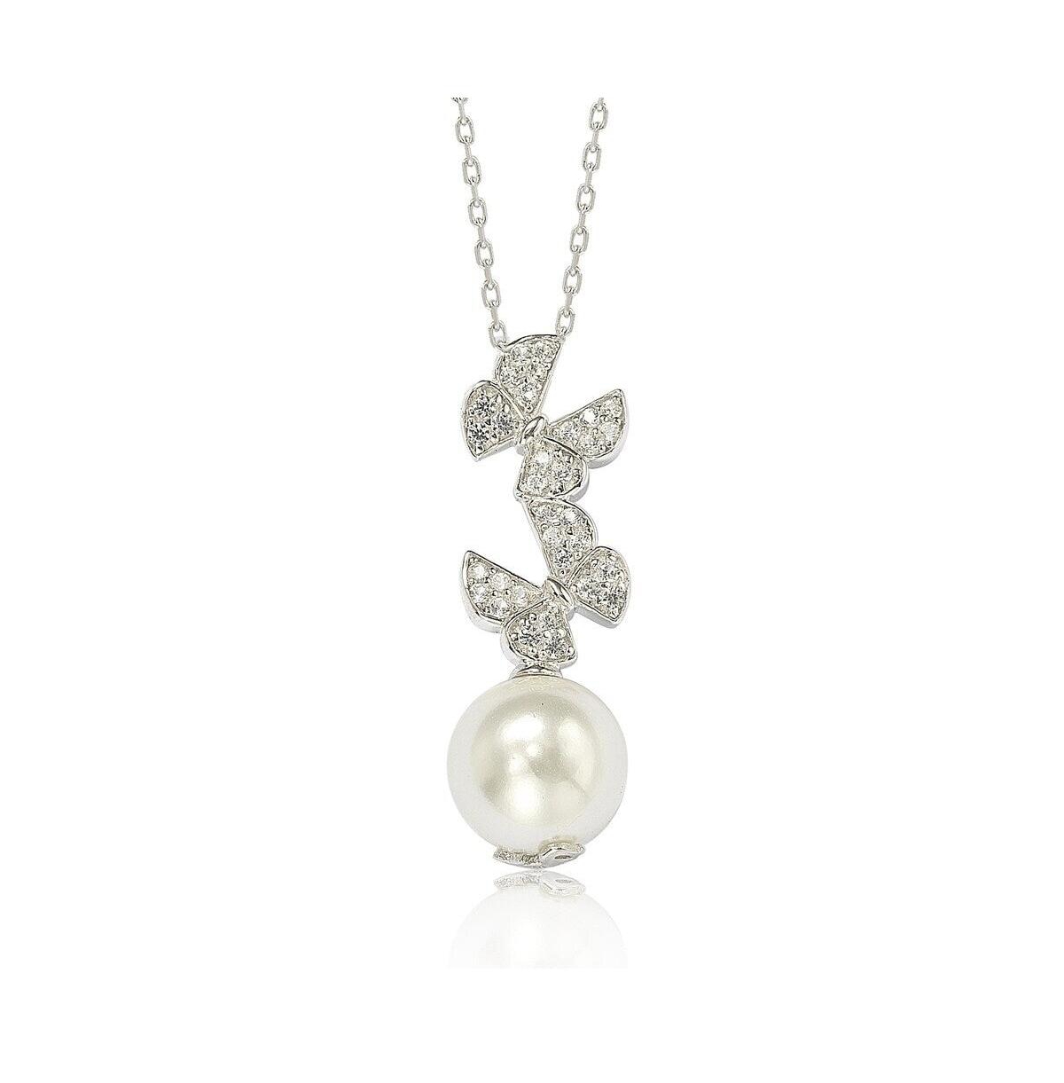Click here for Suzy Levian Sterling Silver Pearl and White Sapphi... prices