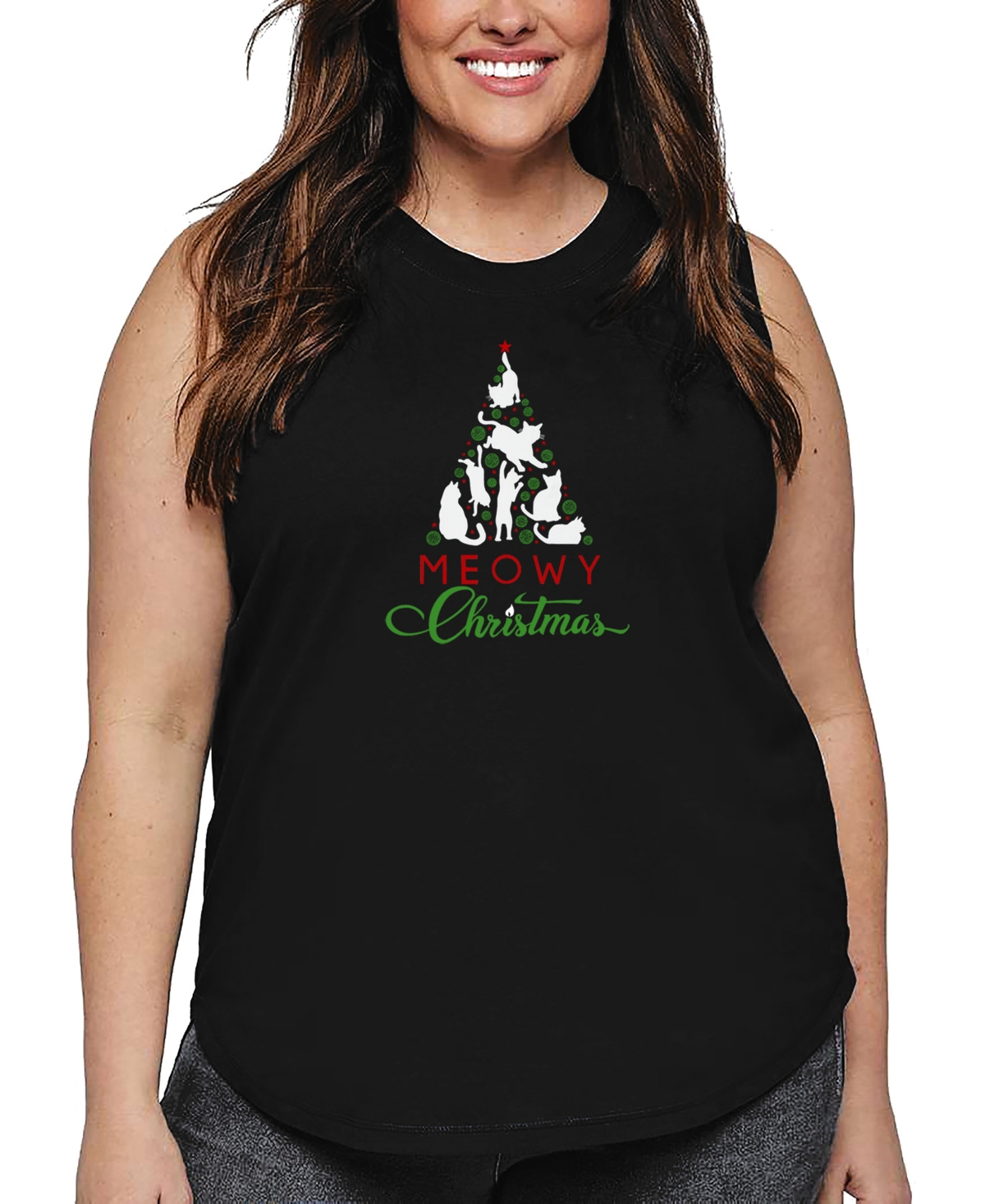 Click here for La Pop Art Plus Size Meowy Christmas Tree Word Art... prices