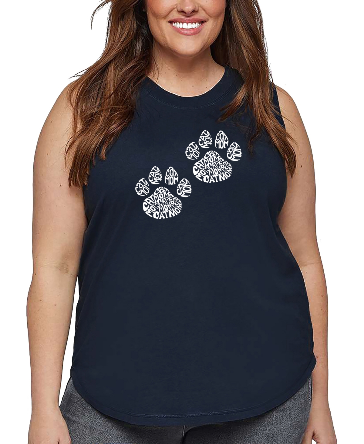 Click here for La Pop Art Plus Size Cat Mom Word Art Tank Top - N... prices