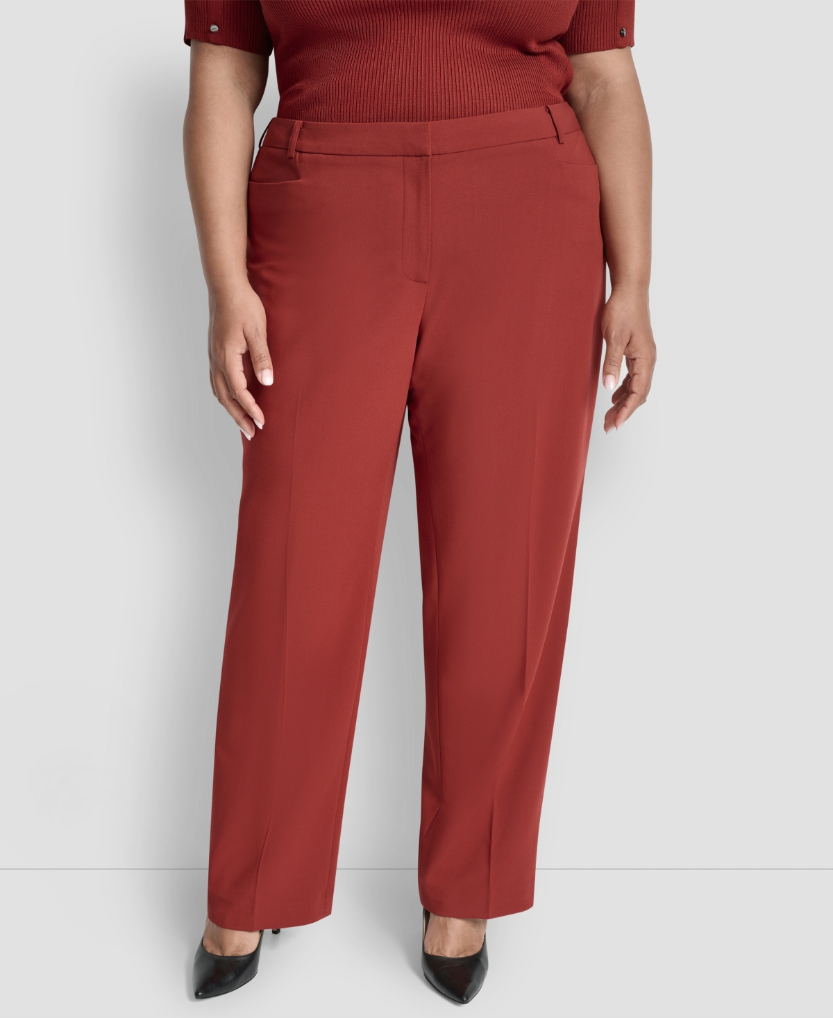Click here for Dkny Plus Size Modern Fit Trousers - Merlot prices