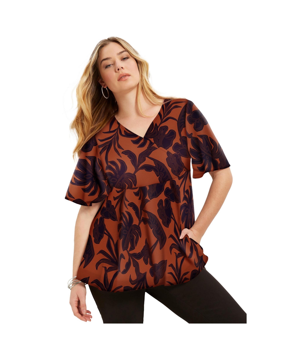 Click here for June + Vie Womens Plus Size Faux Wrap Fit-And-Flar... prices