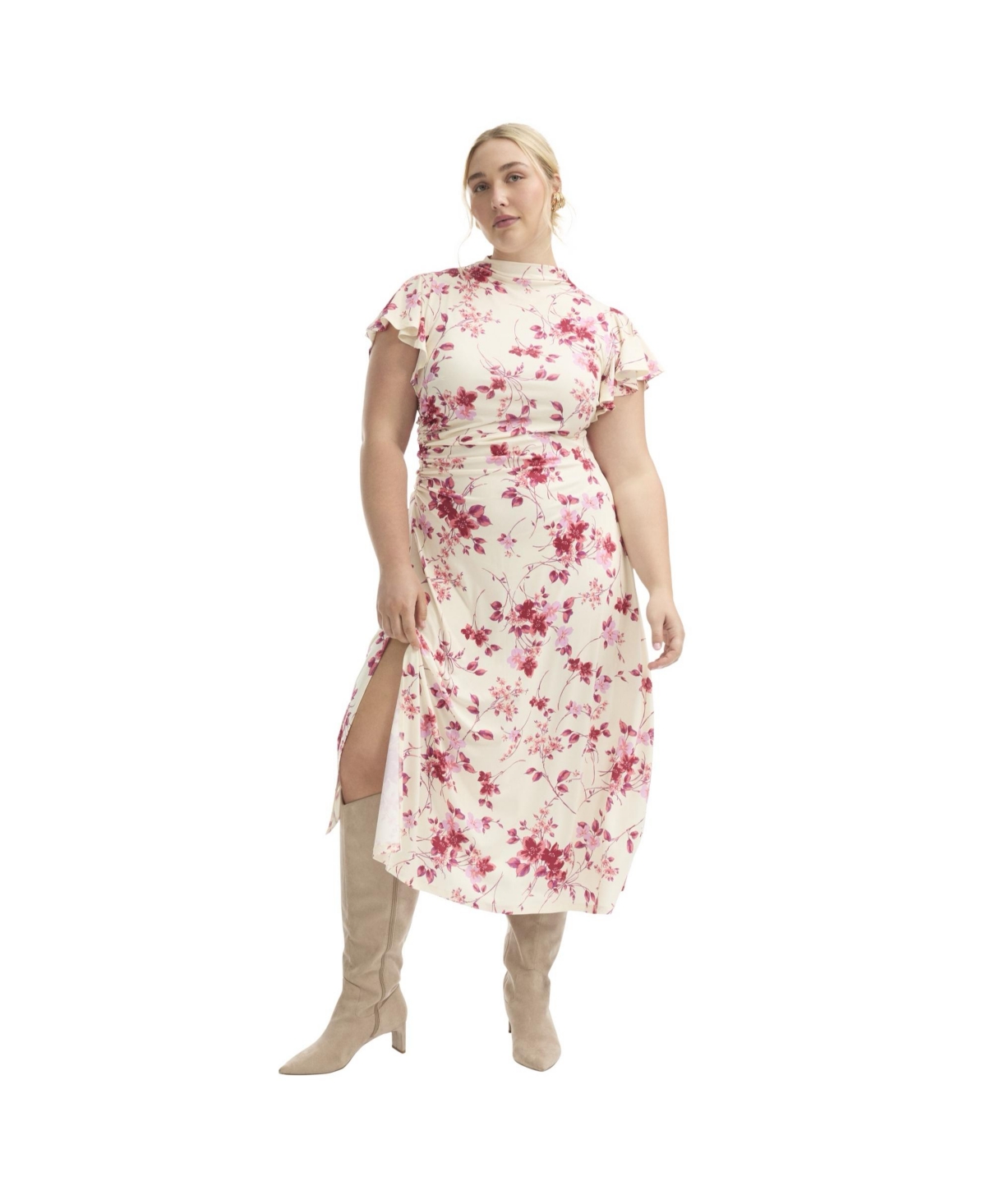 Click here for June + Vie Womens Plus Size Gathered Front Midi Dr... prices