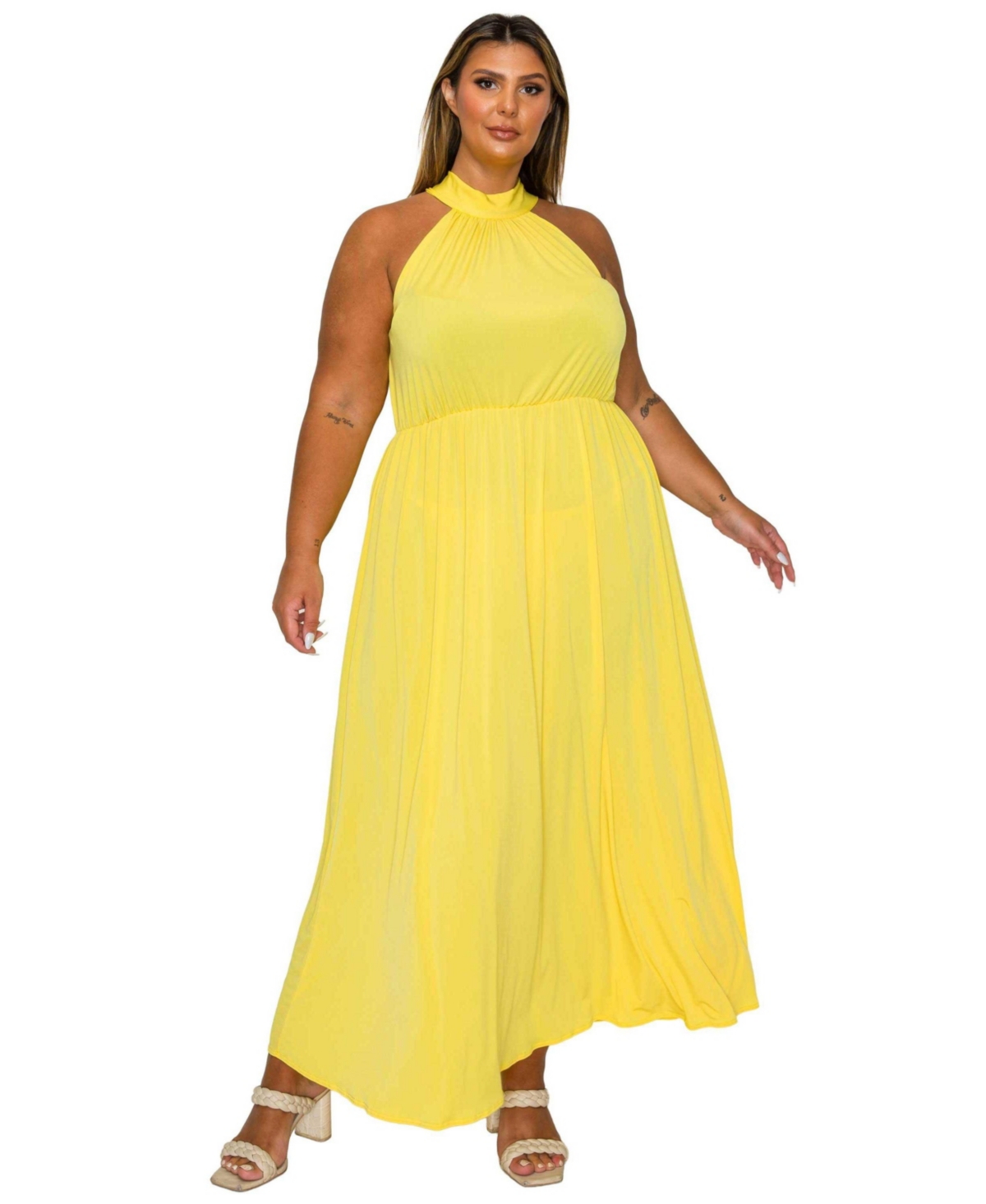 Click here for L I V D Womens Plus Size Cassia Halter Neck Dress... prices