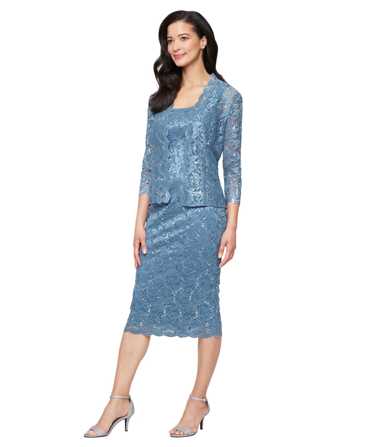 Click here for Sl Fashions 2-Pc. Lace Jacket & Midi Dress Set - O... prices
