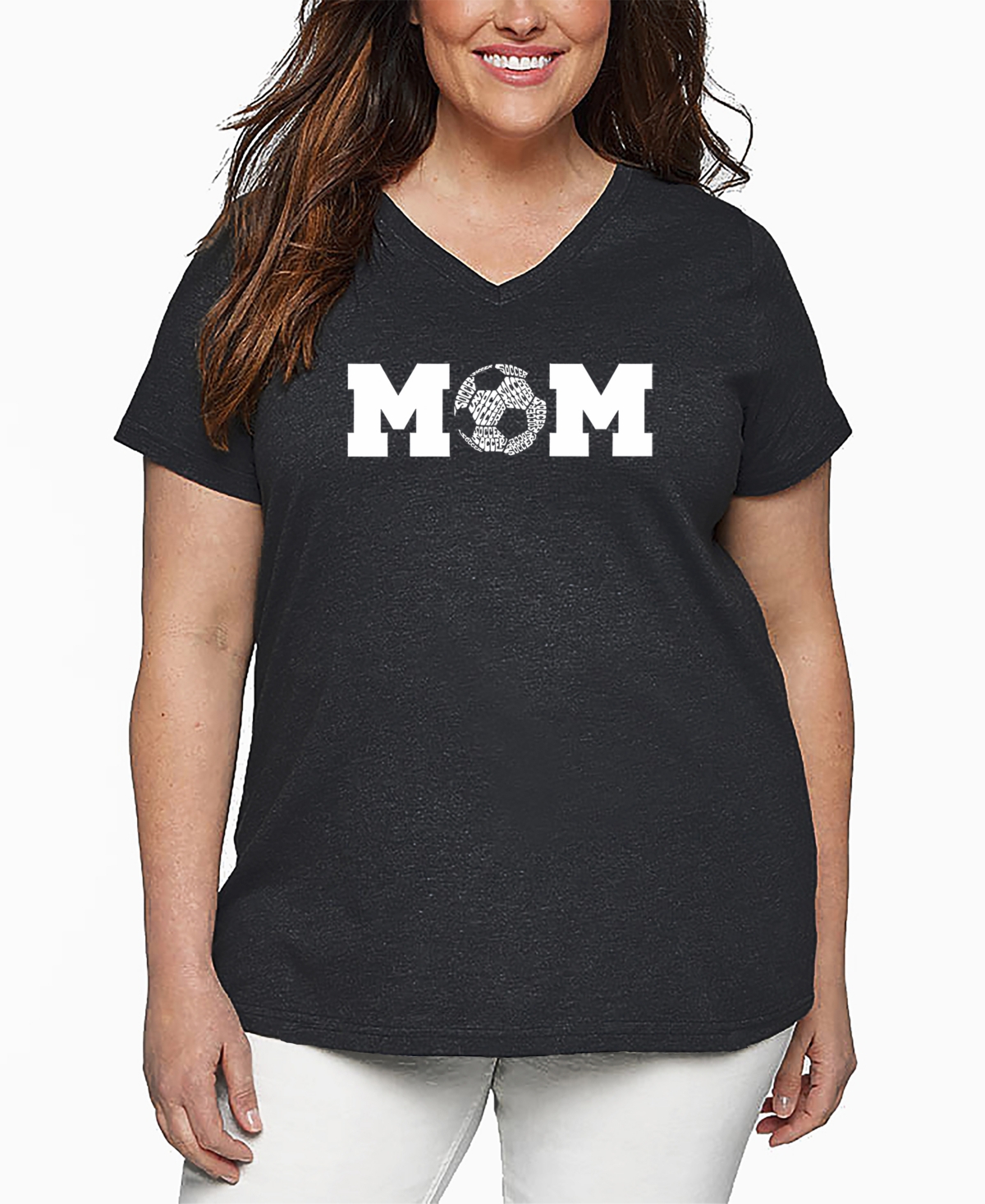 Click here for La Pop Art Plus Size Soccer Mom Word Art V-Neck T-... prices