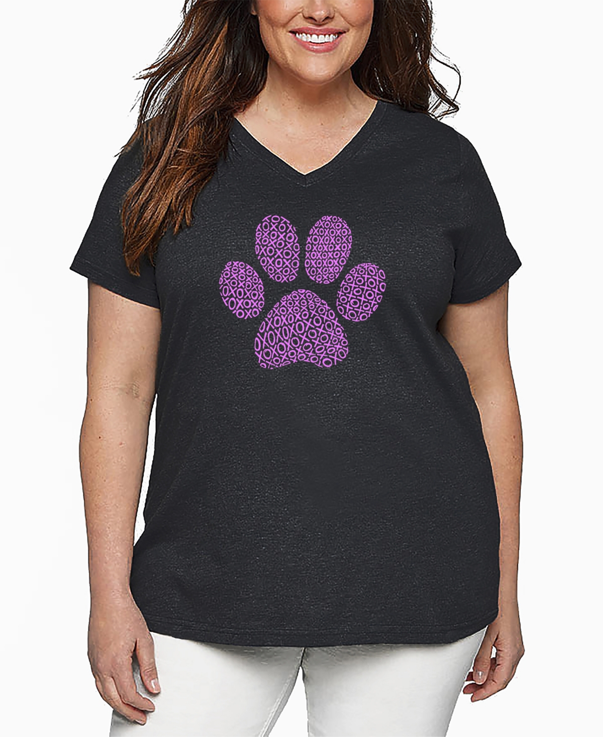 Click here for La Pop Art Plus Size Xoxo Dog Paw Word Art V-Neck... prices