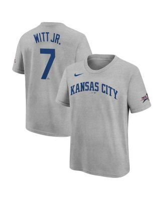 Nike Big Boys and Girls Bobby Witt Jr. Heather Gray Kansas City Royals ...