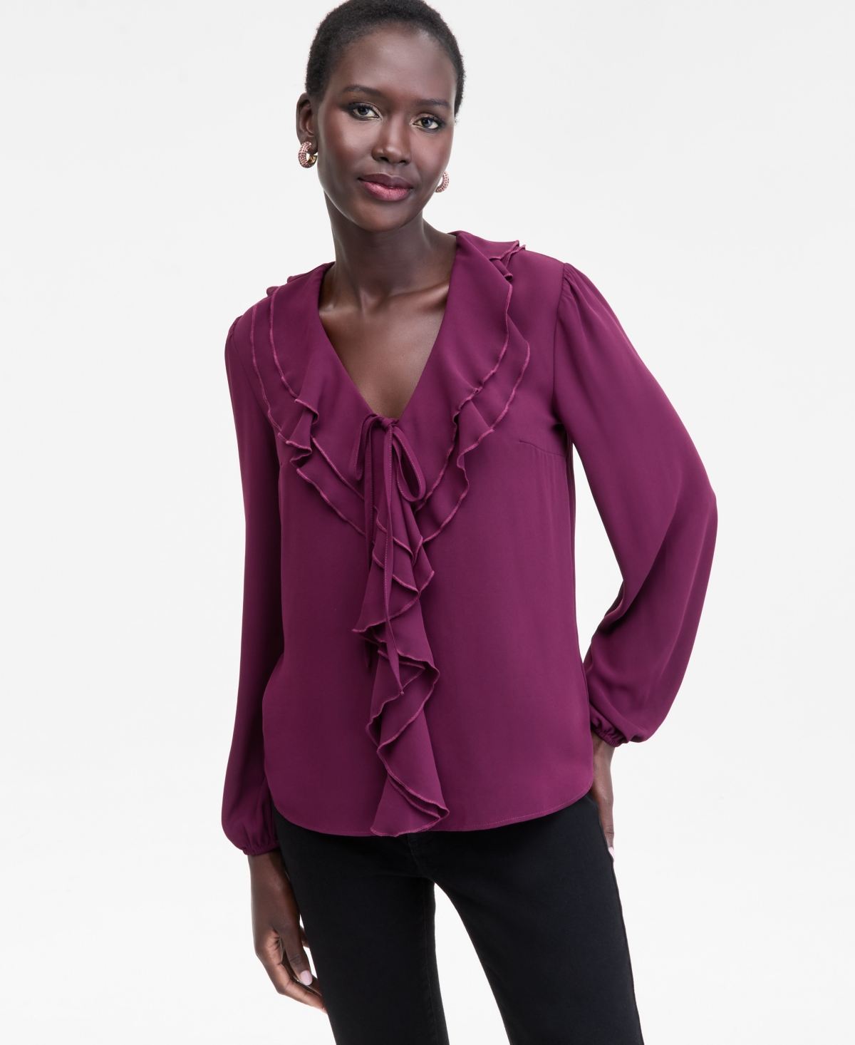 Click here for I.n.c. International Concepts Womens Ruffle-Collar... prices