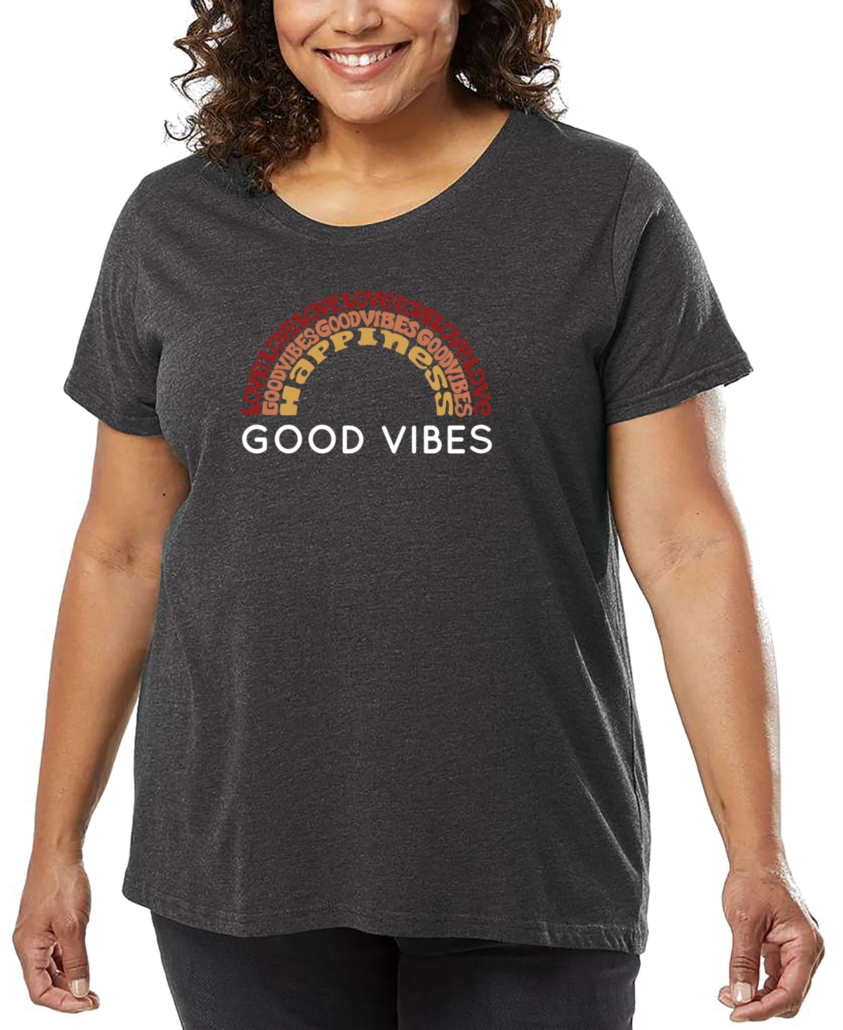 Click here for La Pop Art Plus Size Good Vibes Word Art T-Shirt -... prices