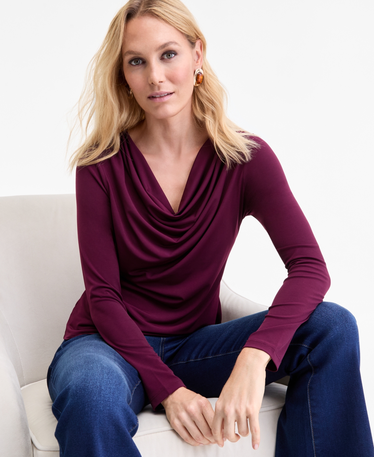 Click here for I.n.c. International Concepts Womens Cowl-Neck Lon... prices